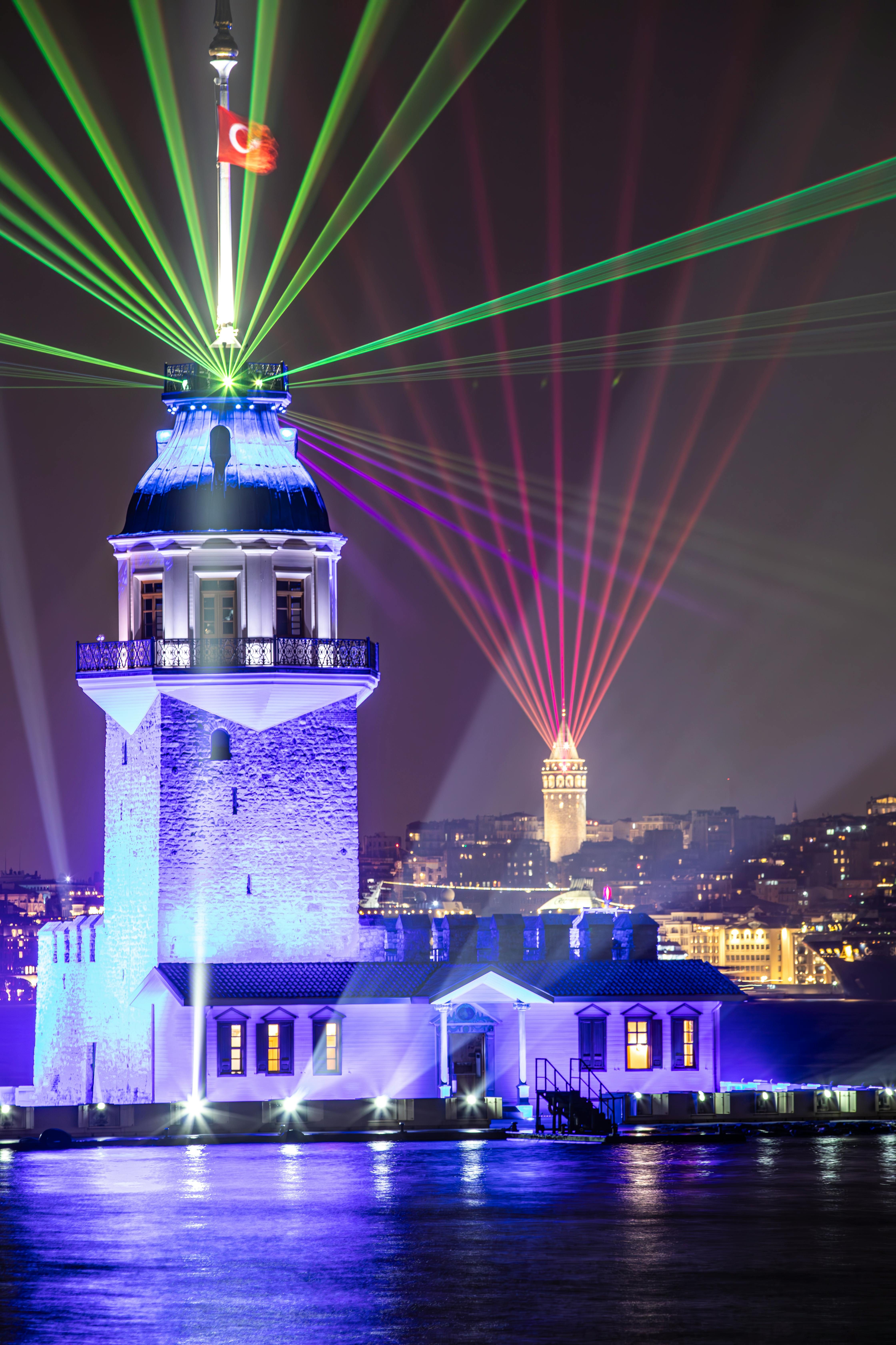 Colorful Night View of Istanbul's Iconic Landmarks · Free Stock Photo