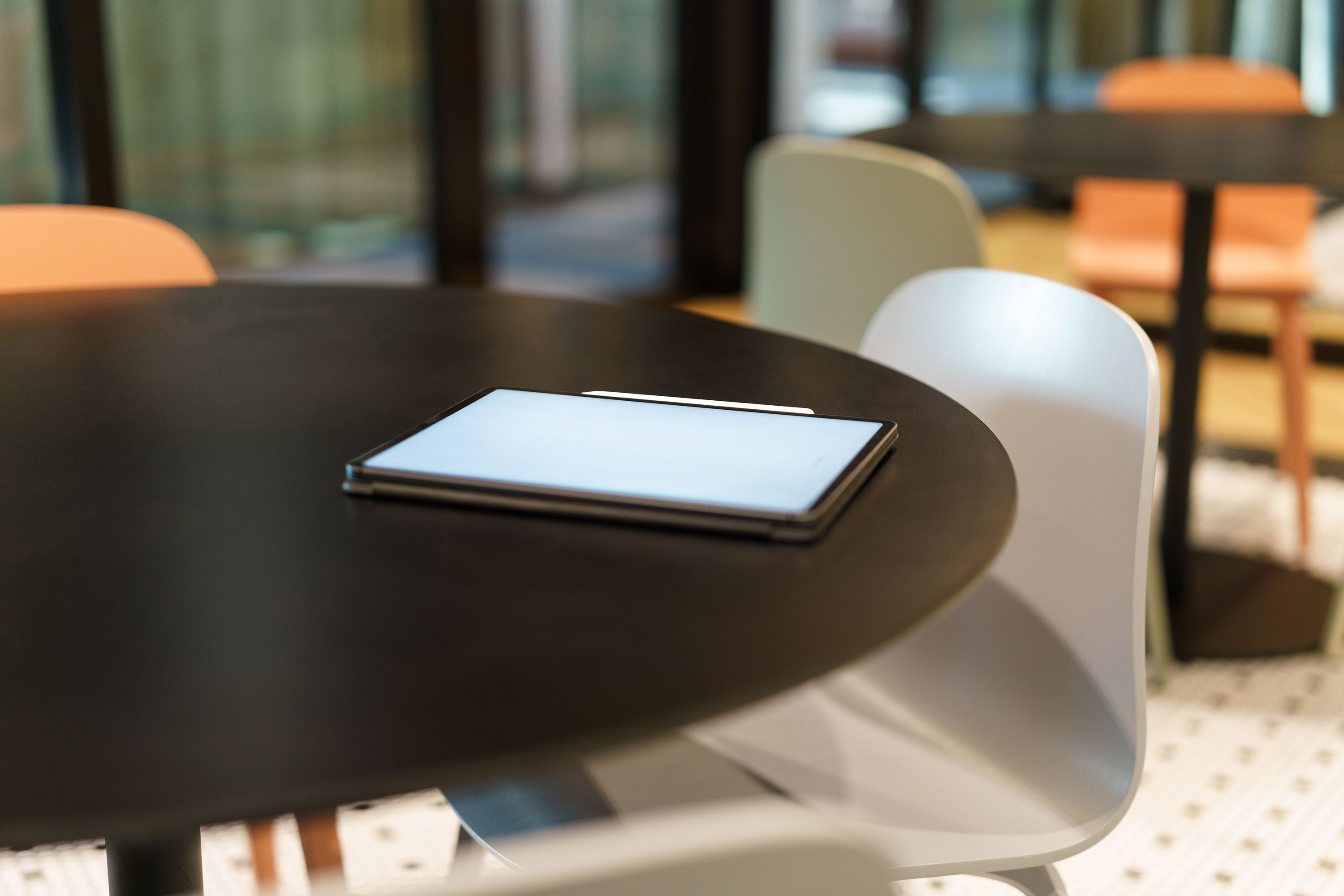 Digital Tablet on Café Table - Modern Workspace · Free Stock Photo