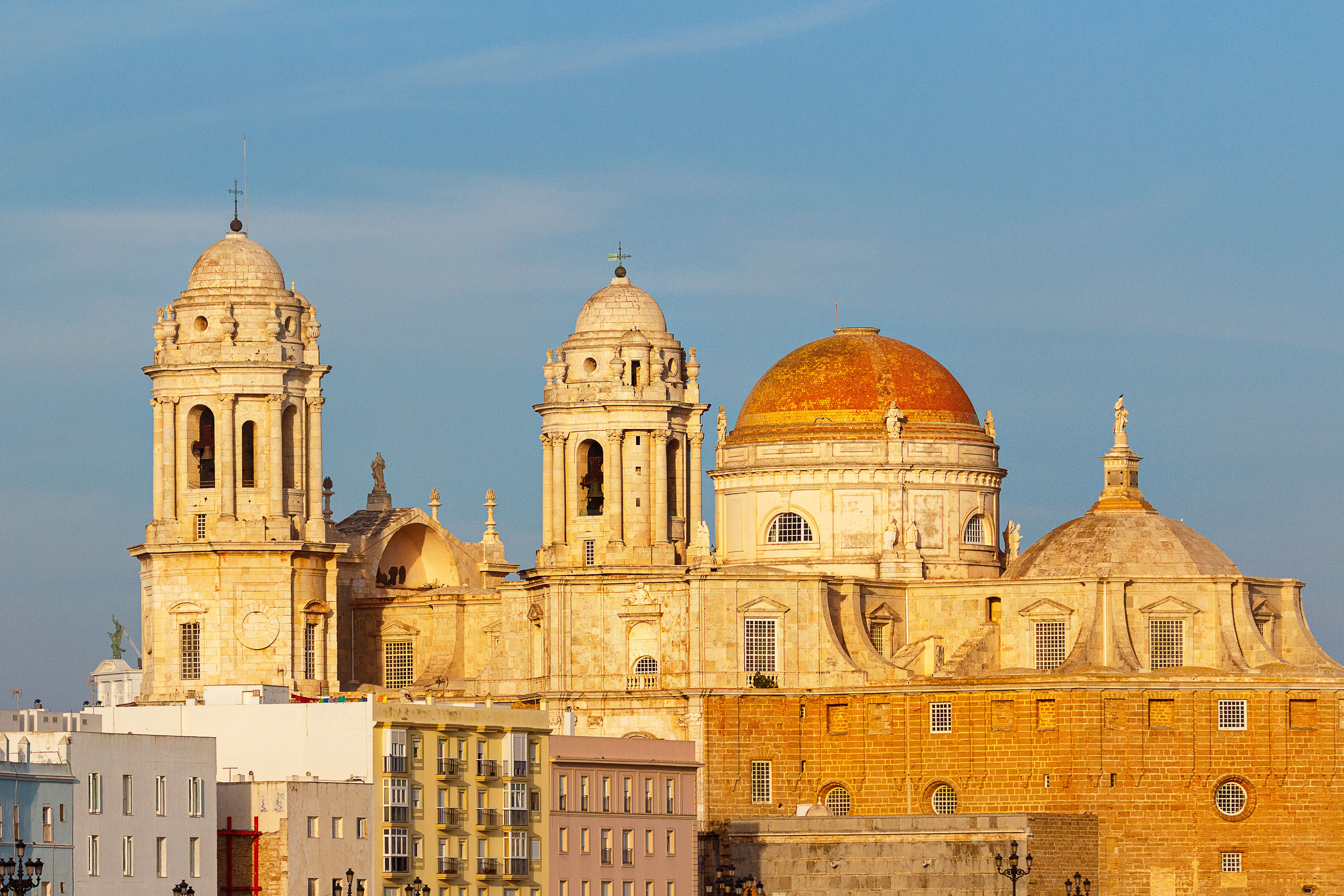 Stunning View of Cadiz Cathedral at Sunset · Free Stock Photo