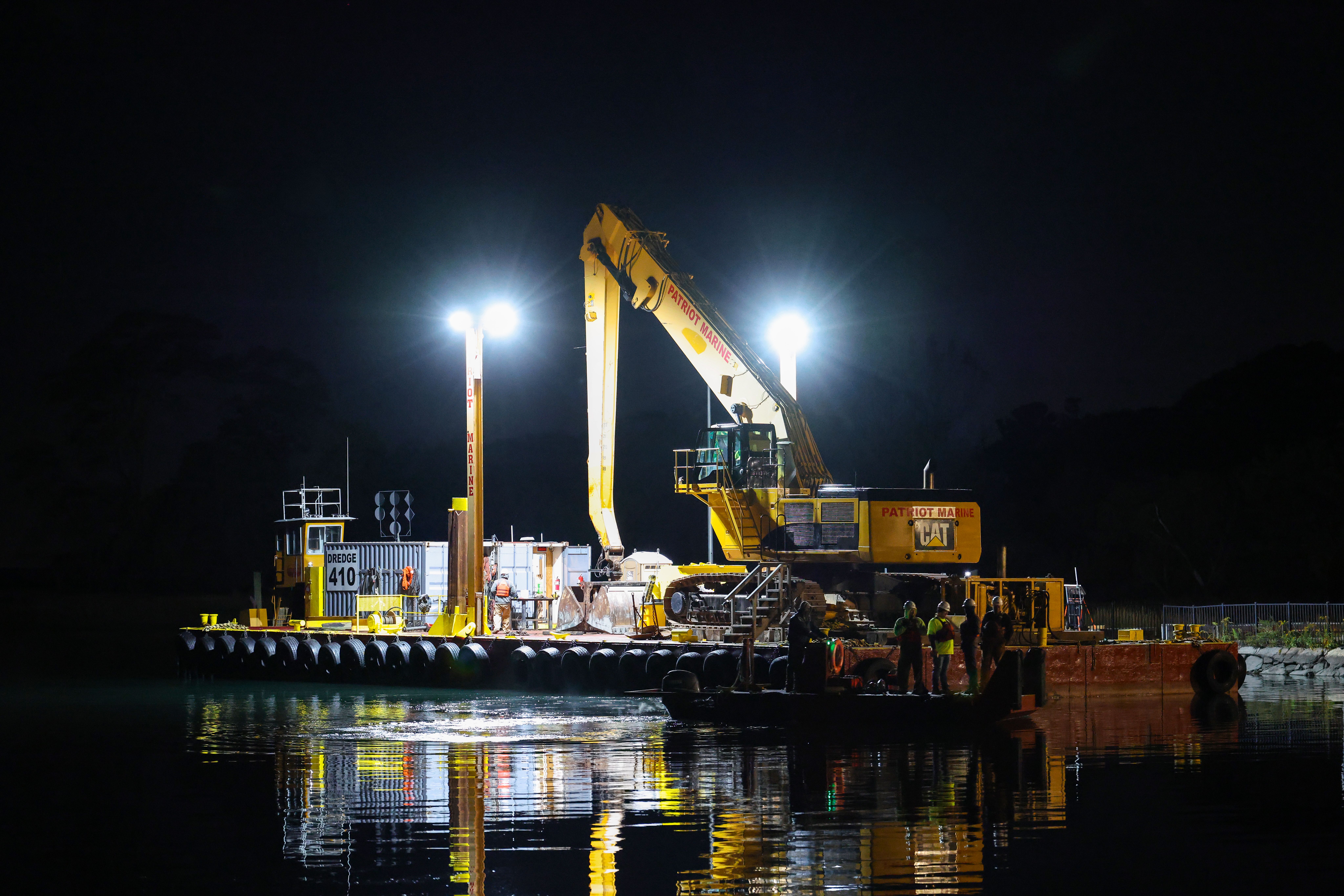 Industrial Dredging Operation at Night · Free Stock Photo
