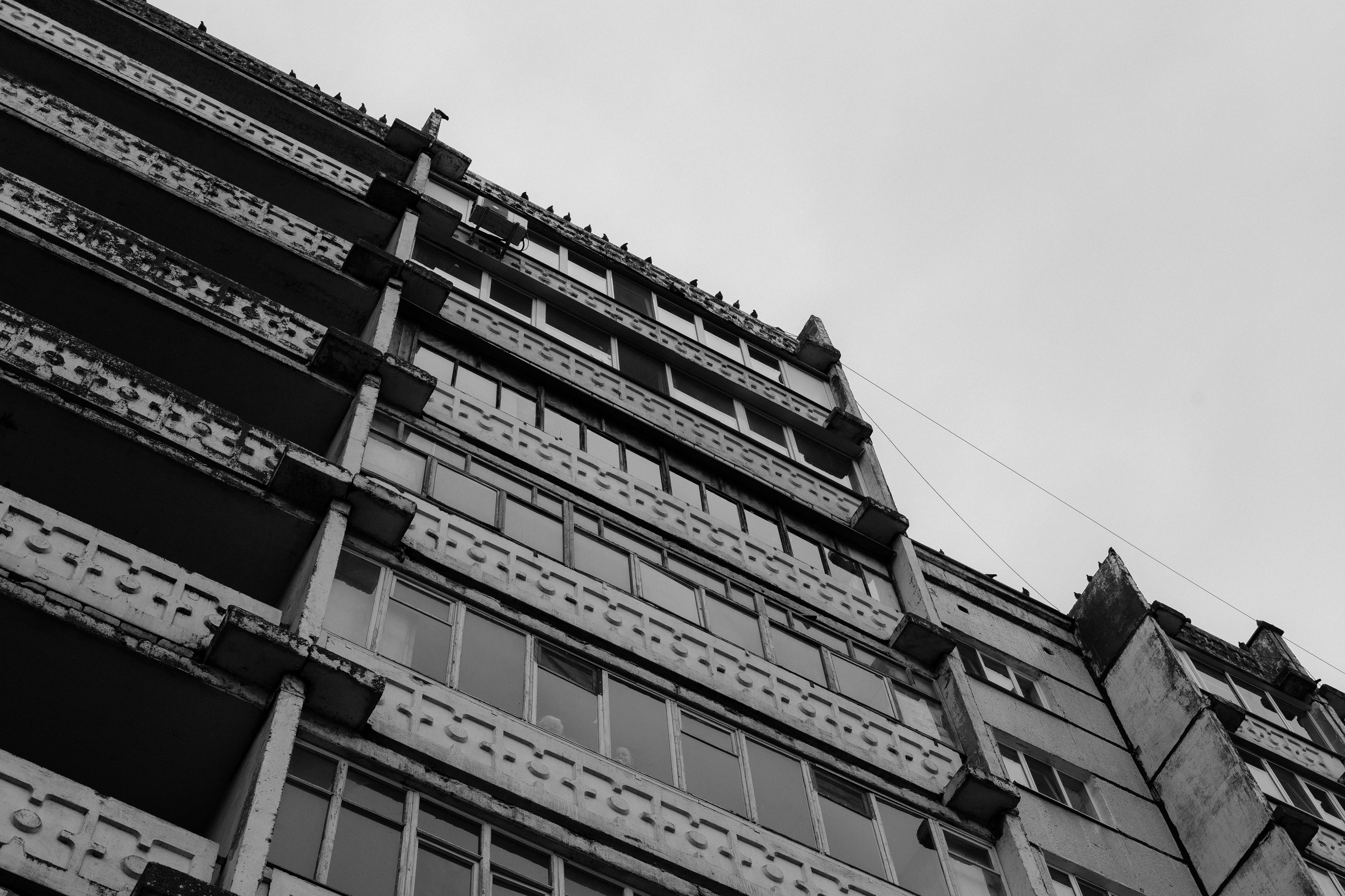 Black and White Urban Decay Building Exterior · Free Stock Photo