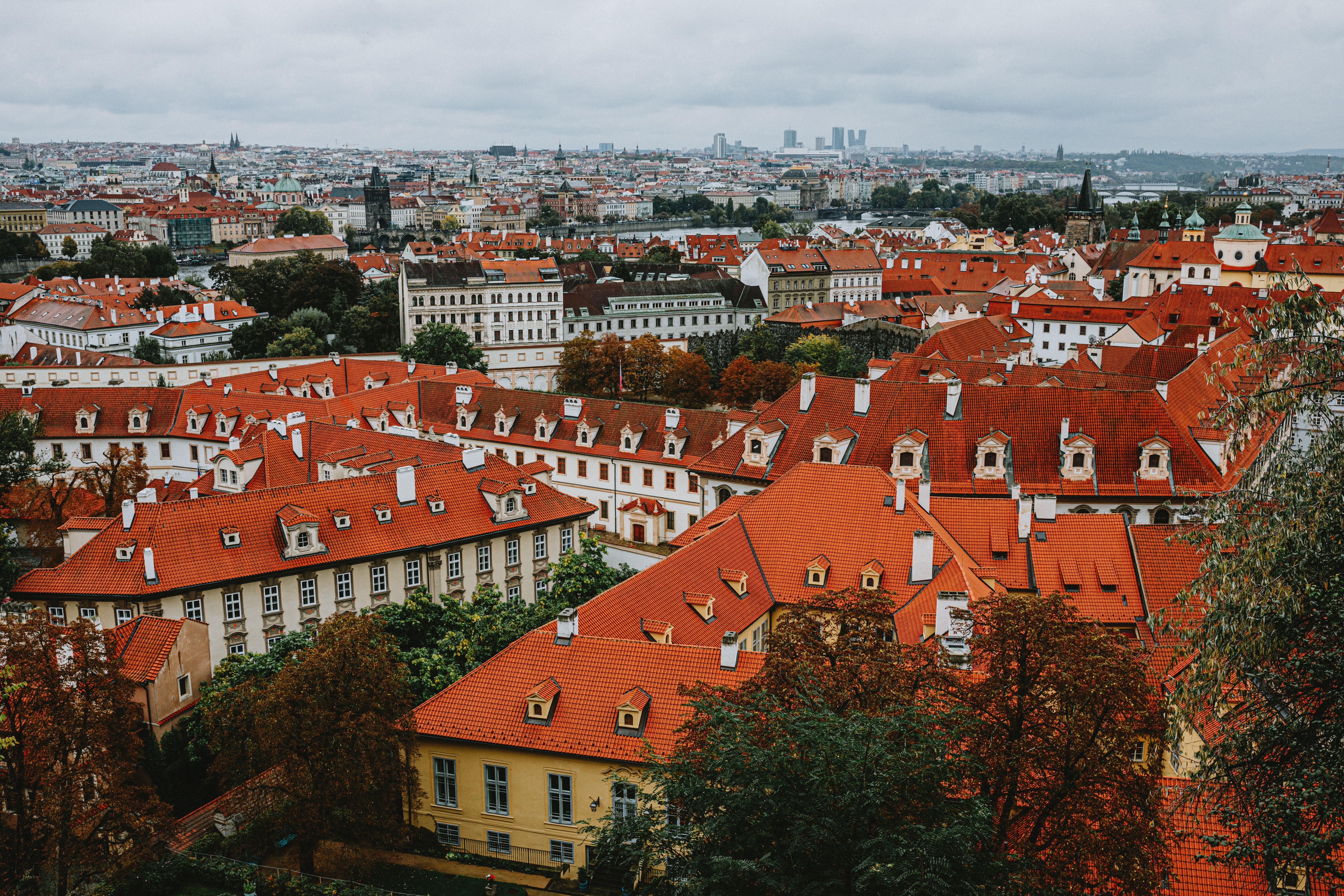Aerial View of Historic Prague with Red Roofs · Free Stock Photo