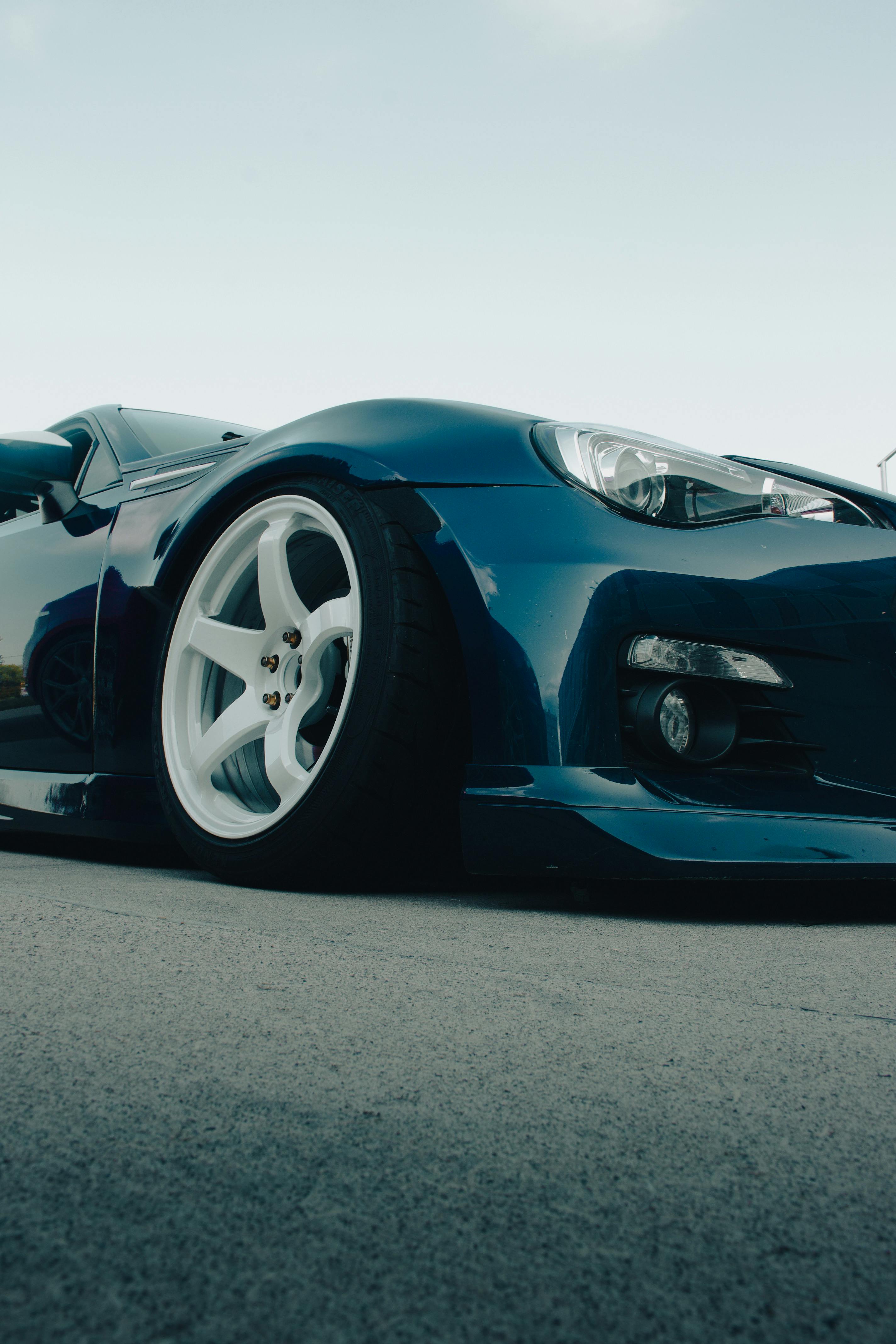 Slammed Blue Toyota 86 with White Wheels · Free Stock Photo