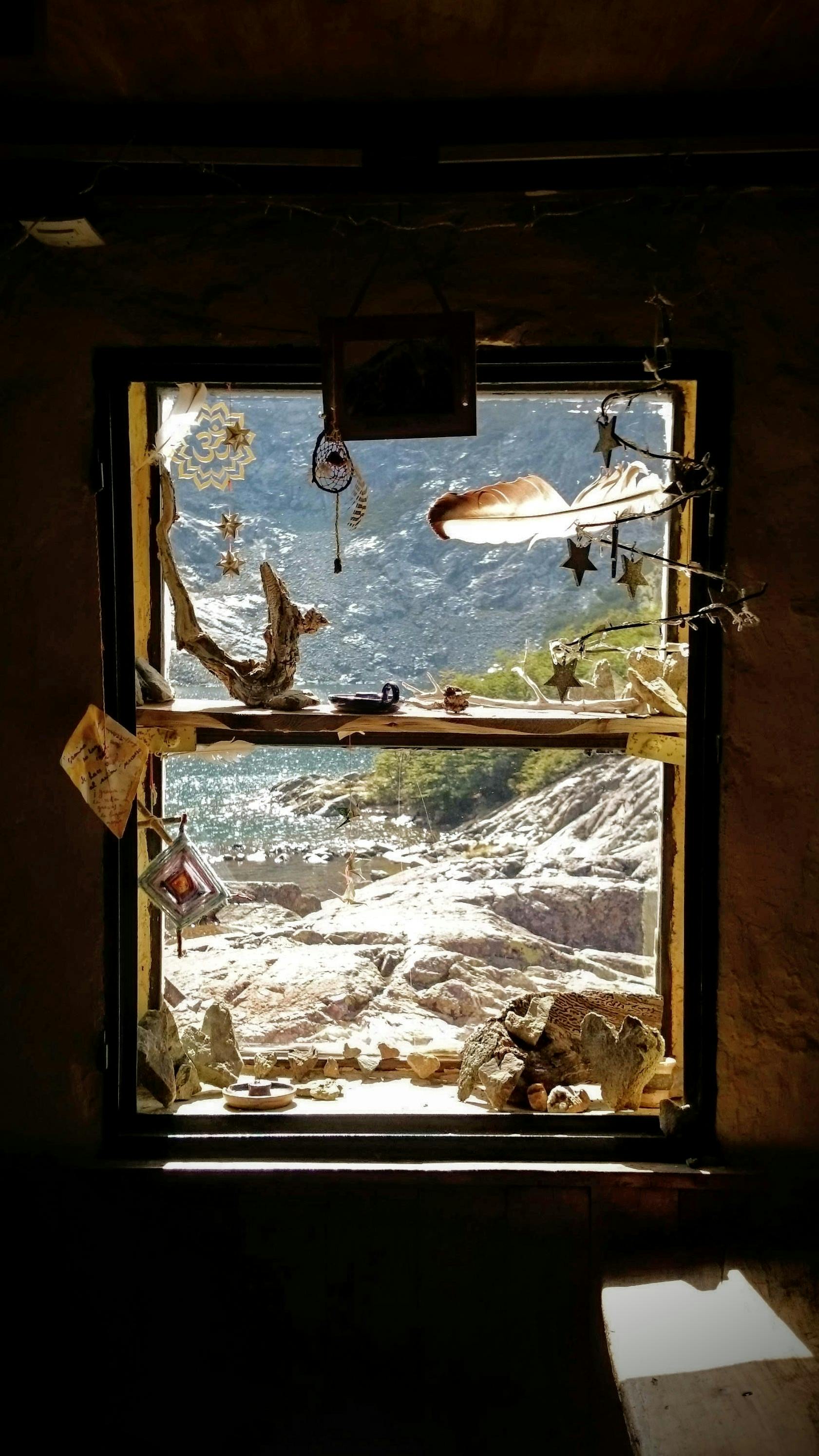 Rustic Mountain View through Window Frame · Free Stock Photo