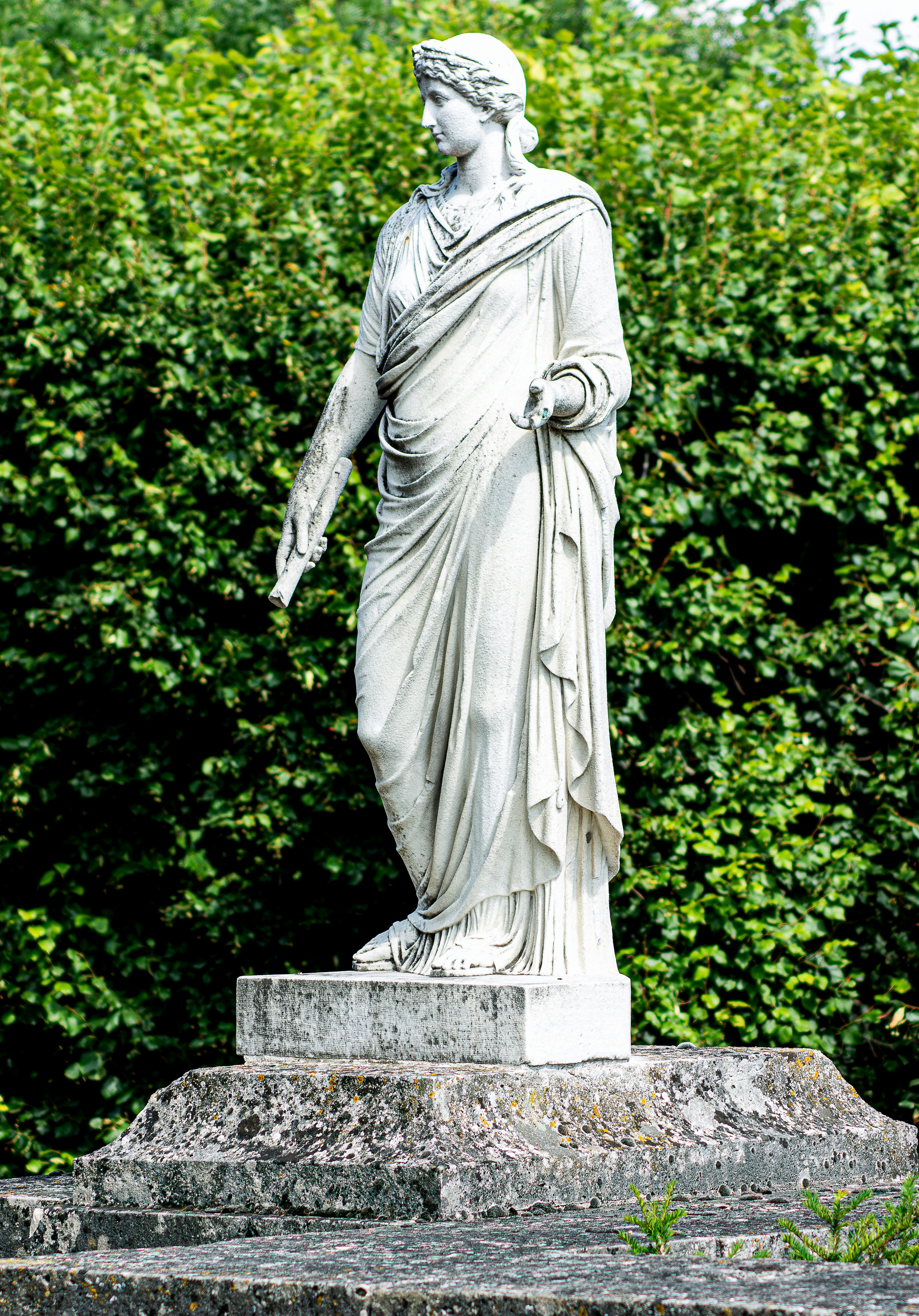 Elegant Classical Marble Statue in Garden Setting · Free Stock Photo