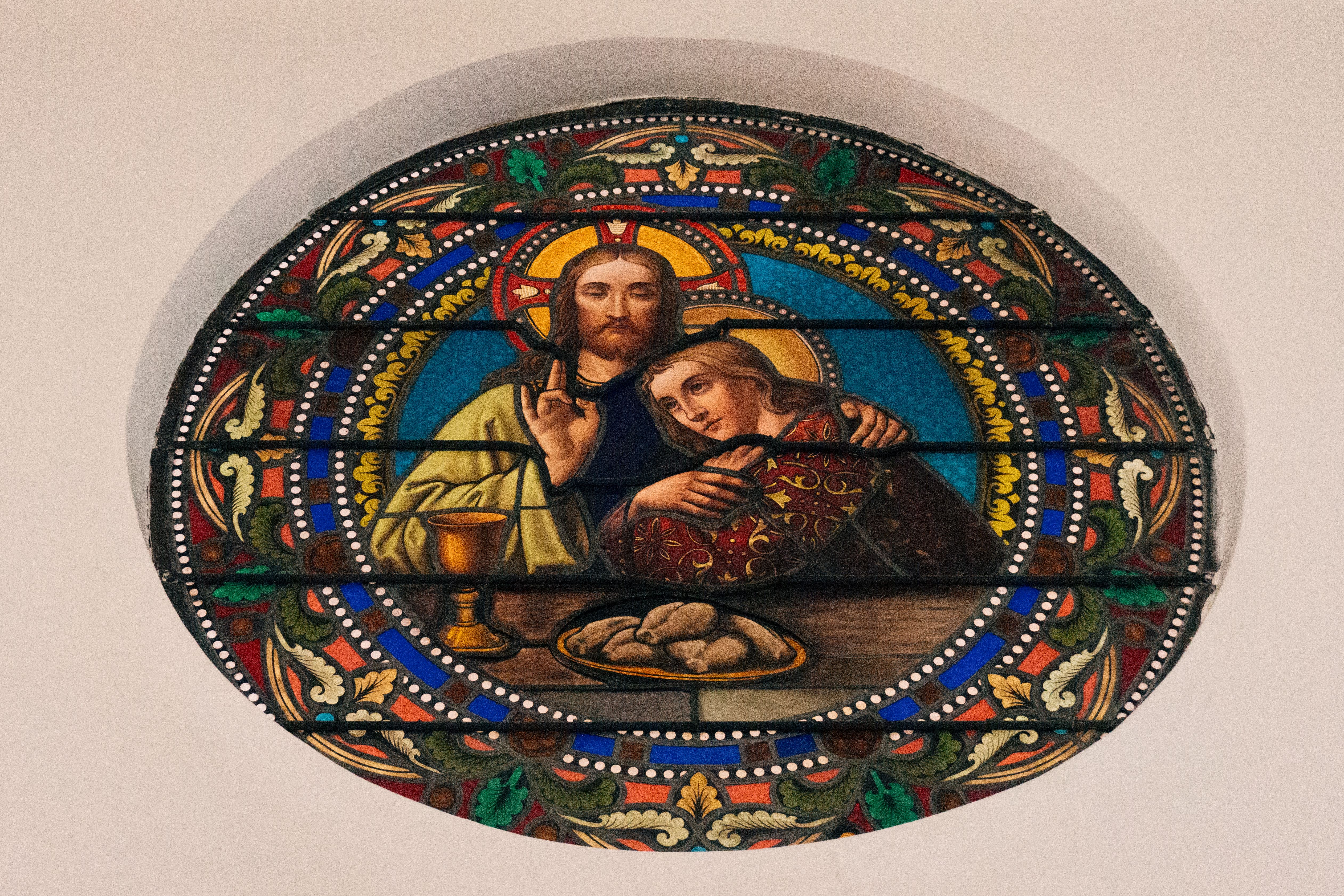 Stained Glass Window Depicting Religious Scene · Free Stock Photo