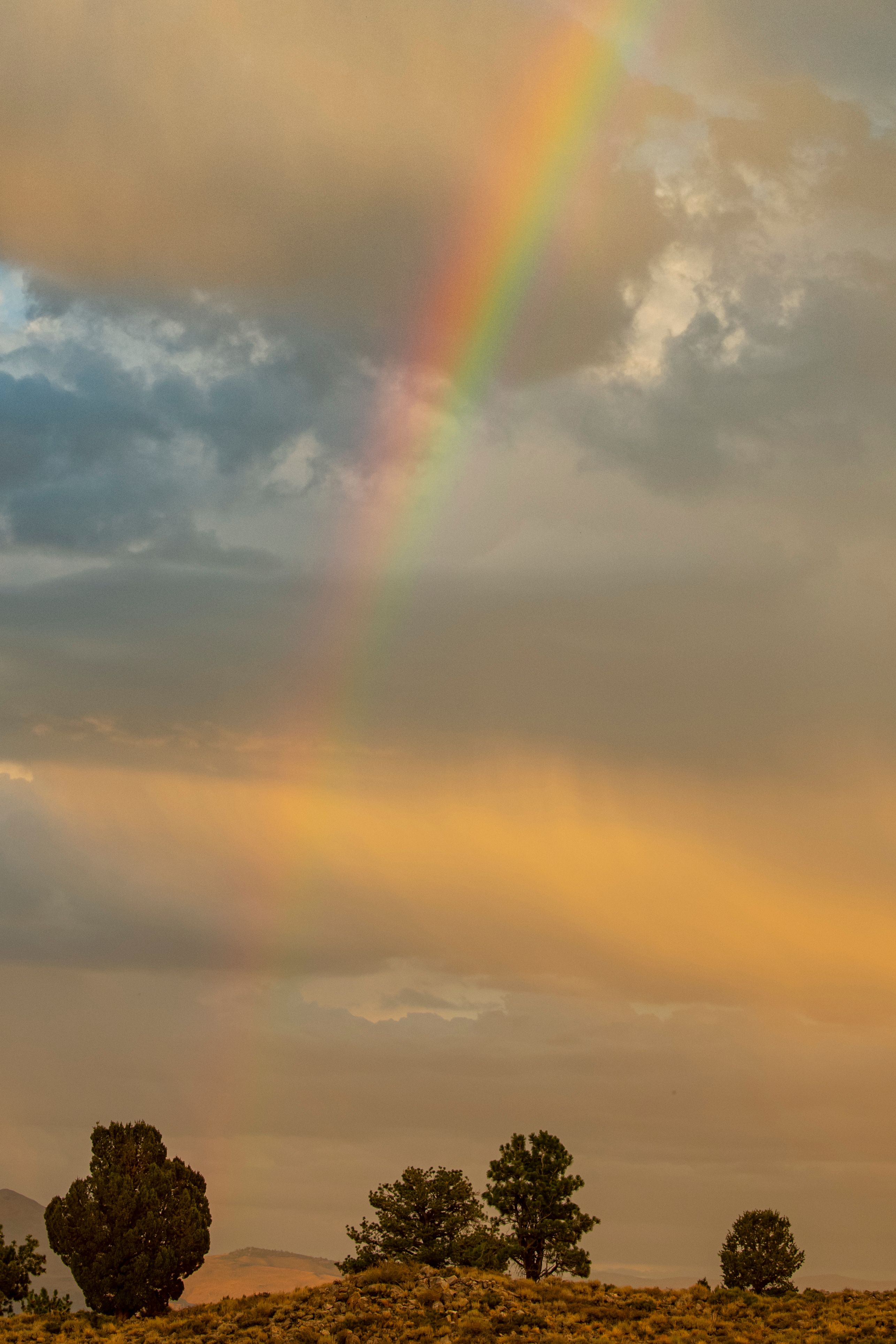 Dramatic Rainbow Over Desert Landscape at Sunset · Free Stock Photo