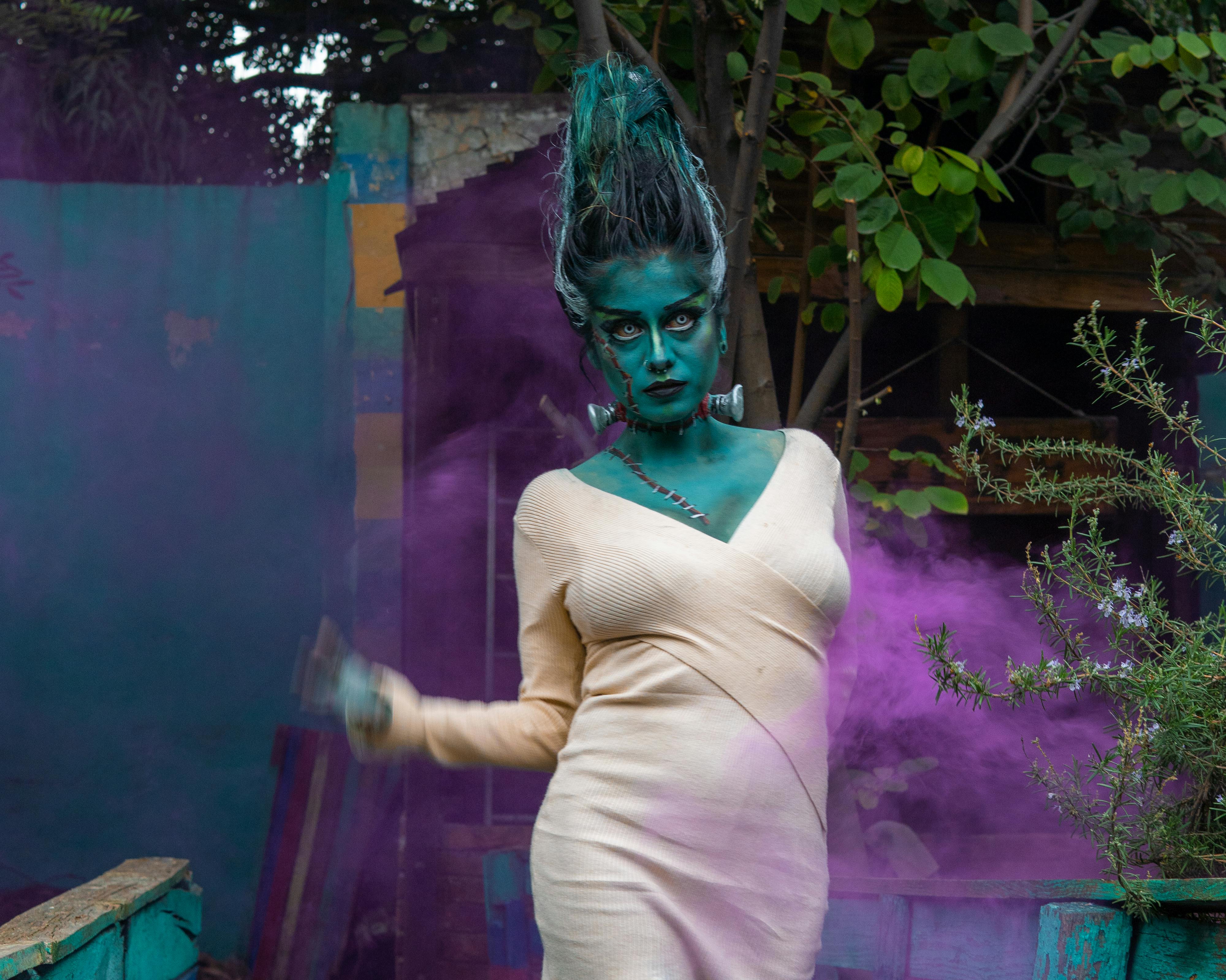 Colorful Cosplay Portrait with Purple Smoke · Free Stock Photo