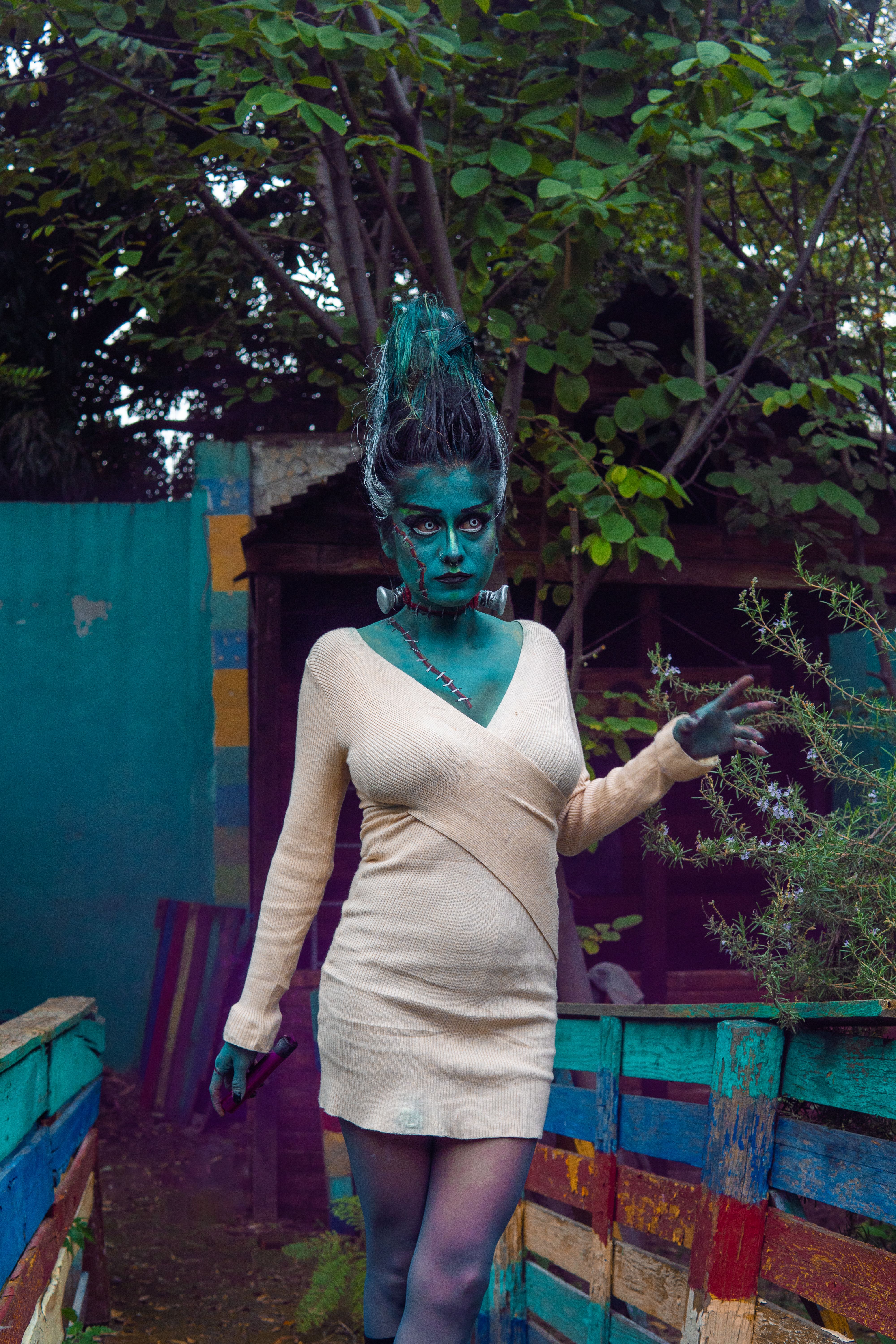 Spooky Frankenstein Cosplay Outdoors in Mexico · Free Stock Photo