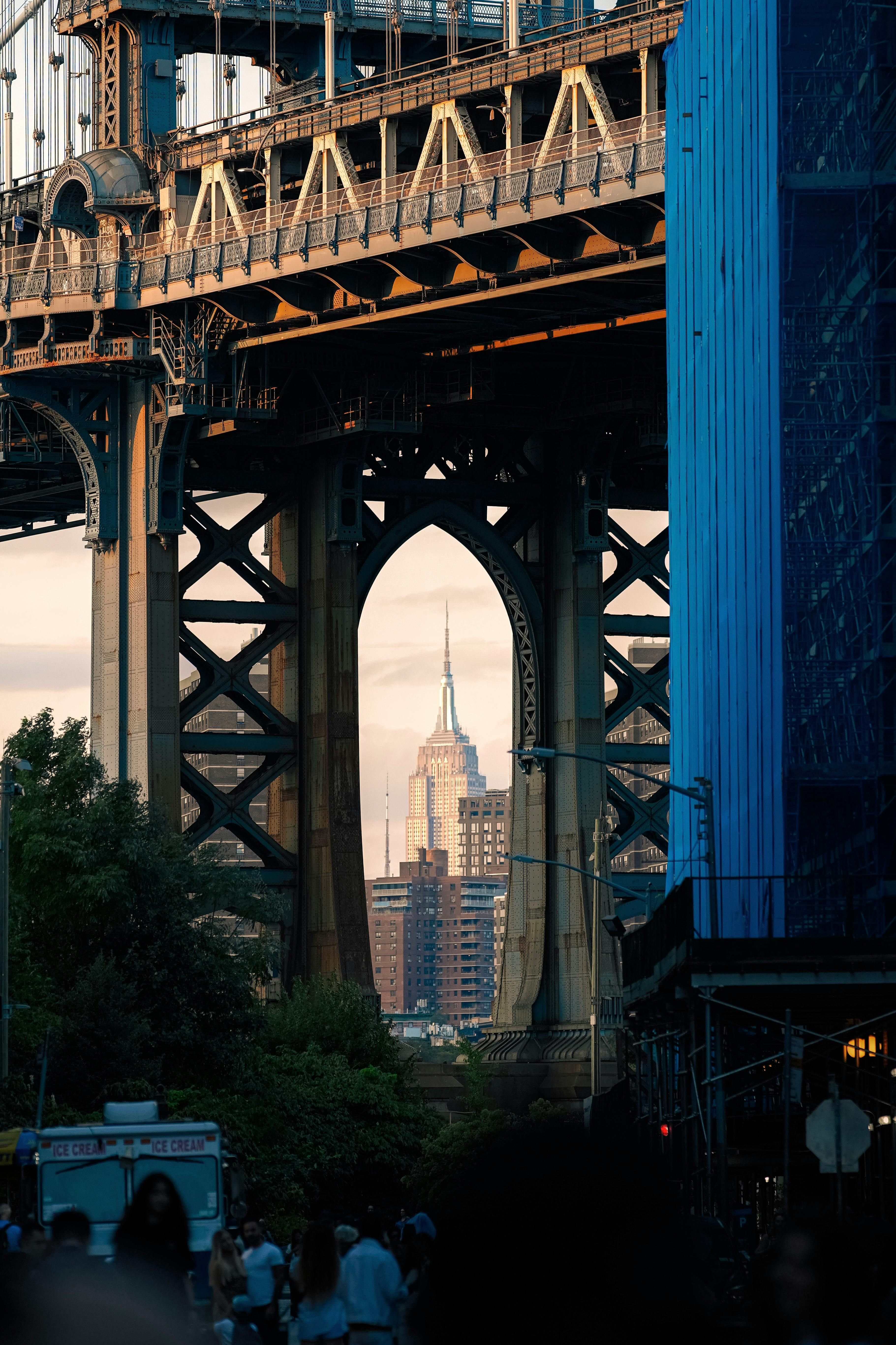 Iconic Manhattan Bridge View with Empire State Building · Free Stock Photo