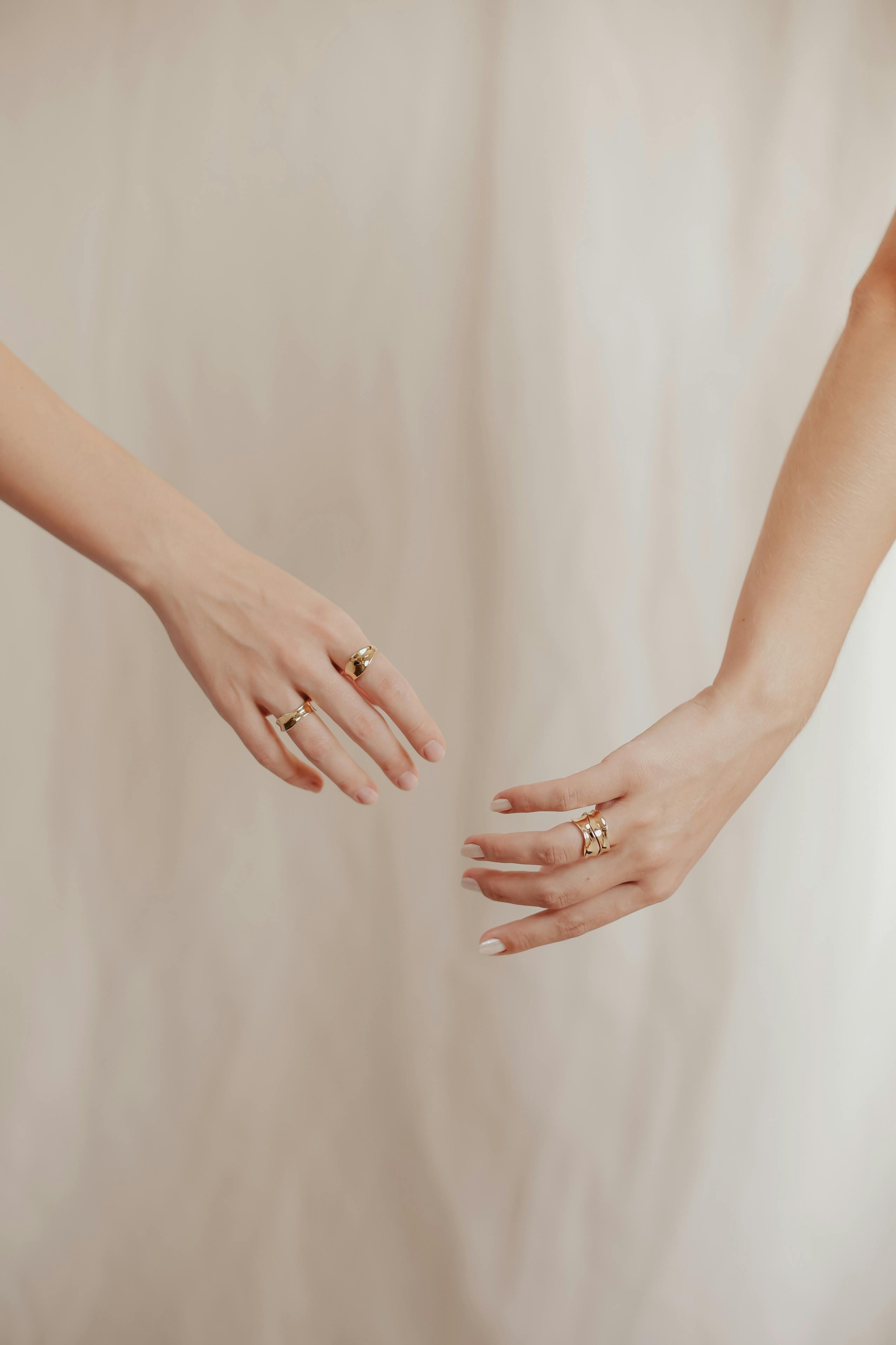 Elegant Female Hands with Rings against Neutral Background · Free Stock ...
