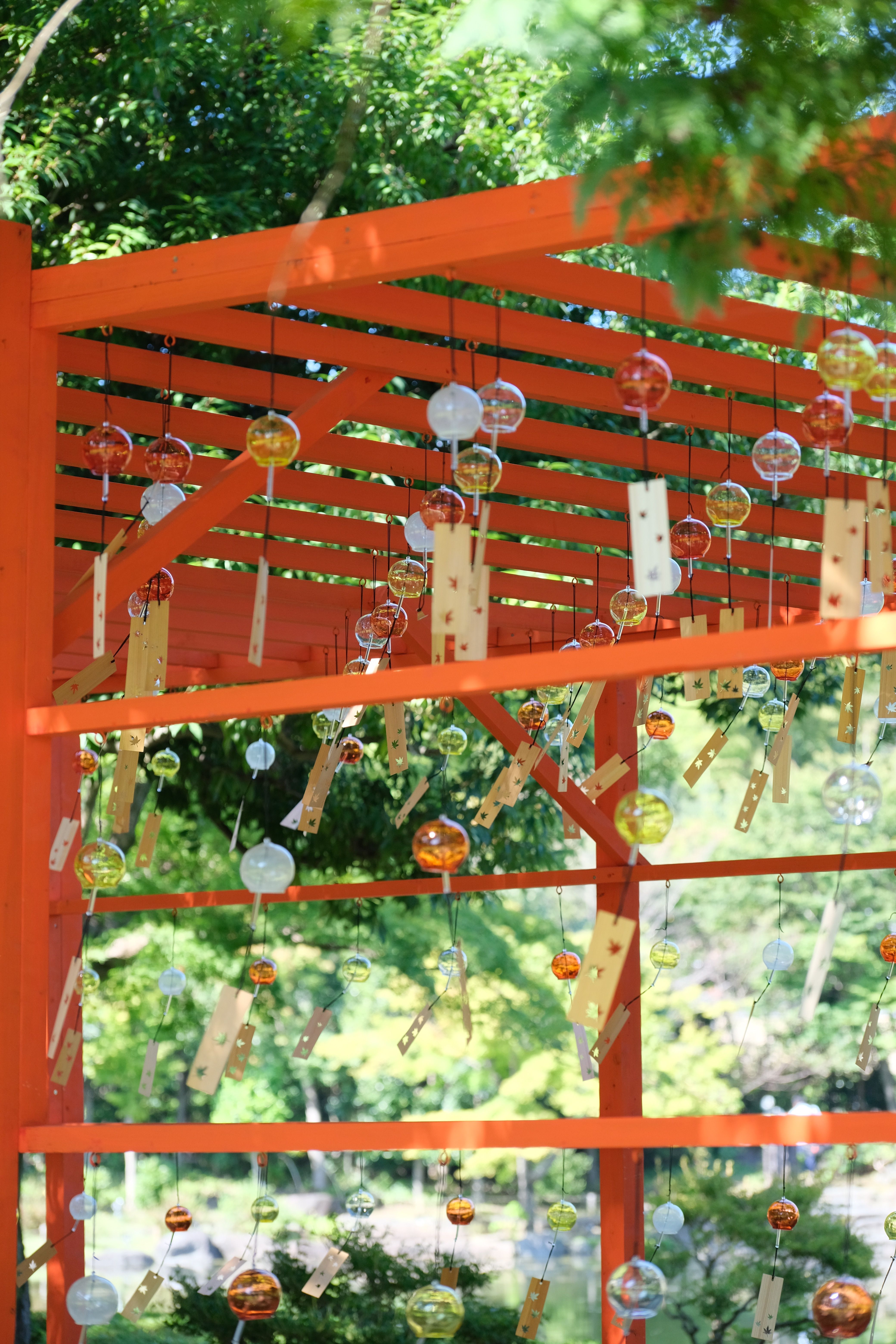 Colorful Glass Wind Chimes in a Vibrant Outdoor Display · Free Stock Photo