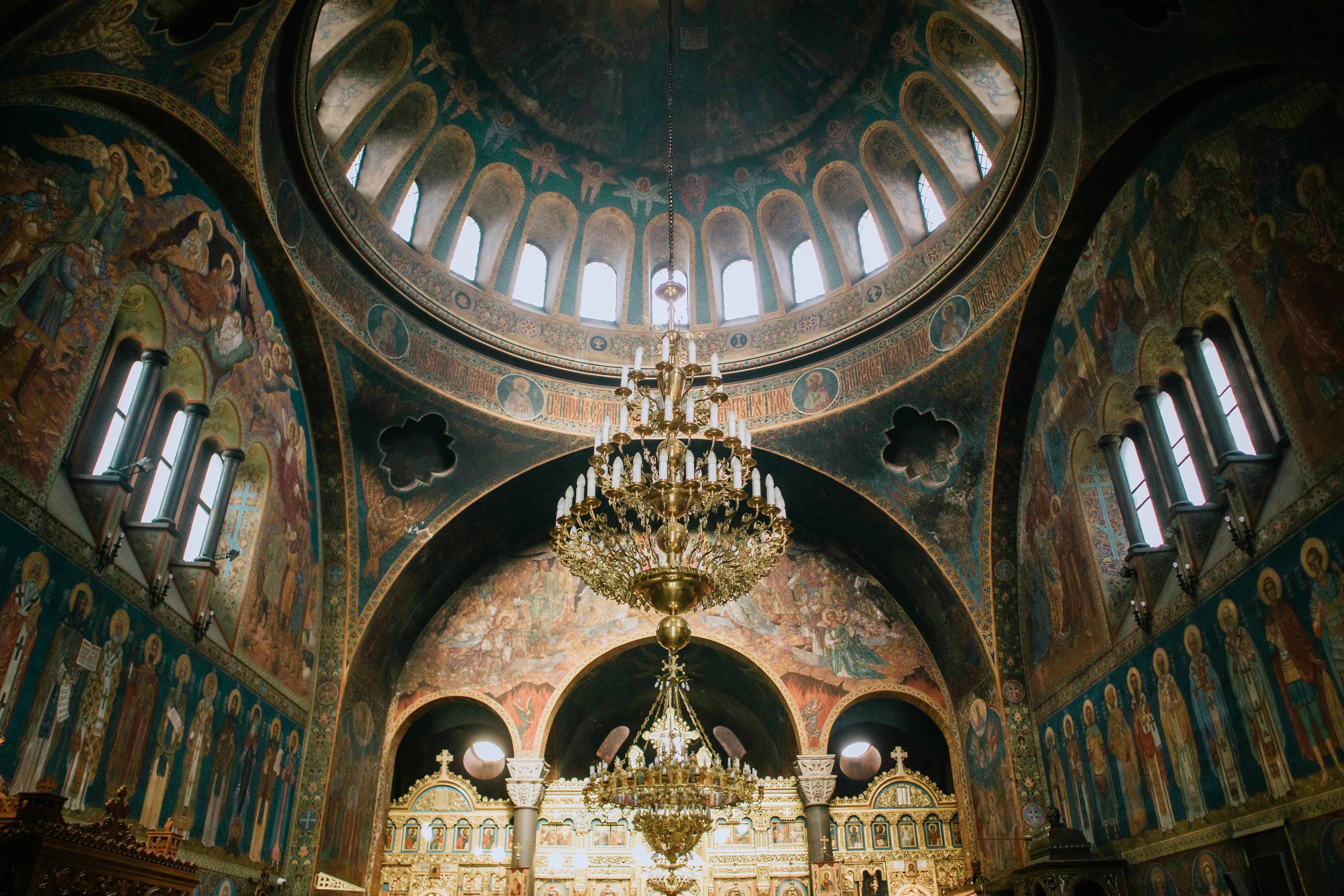 Stunning Interior of Ornate Orthodox Church Dome · Free Stock Photo