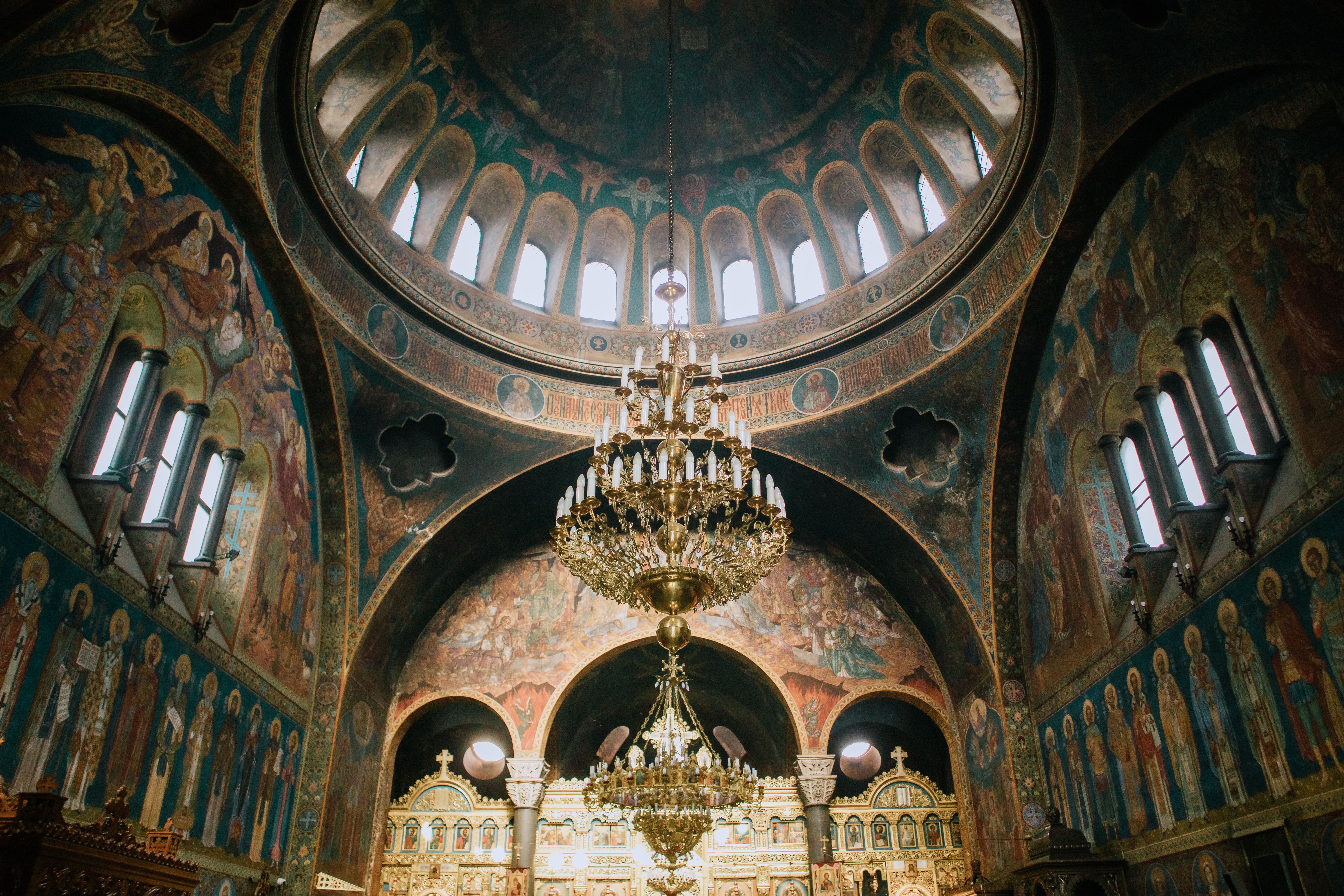 Stunning Interior of Ornate Orthodox Church Dome · Free Stock Photo