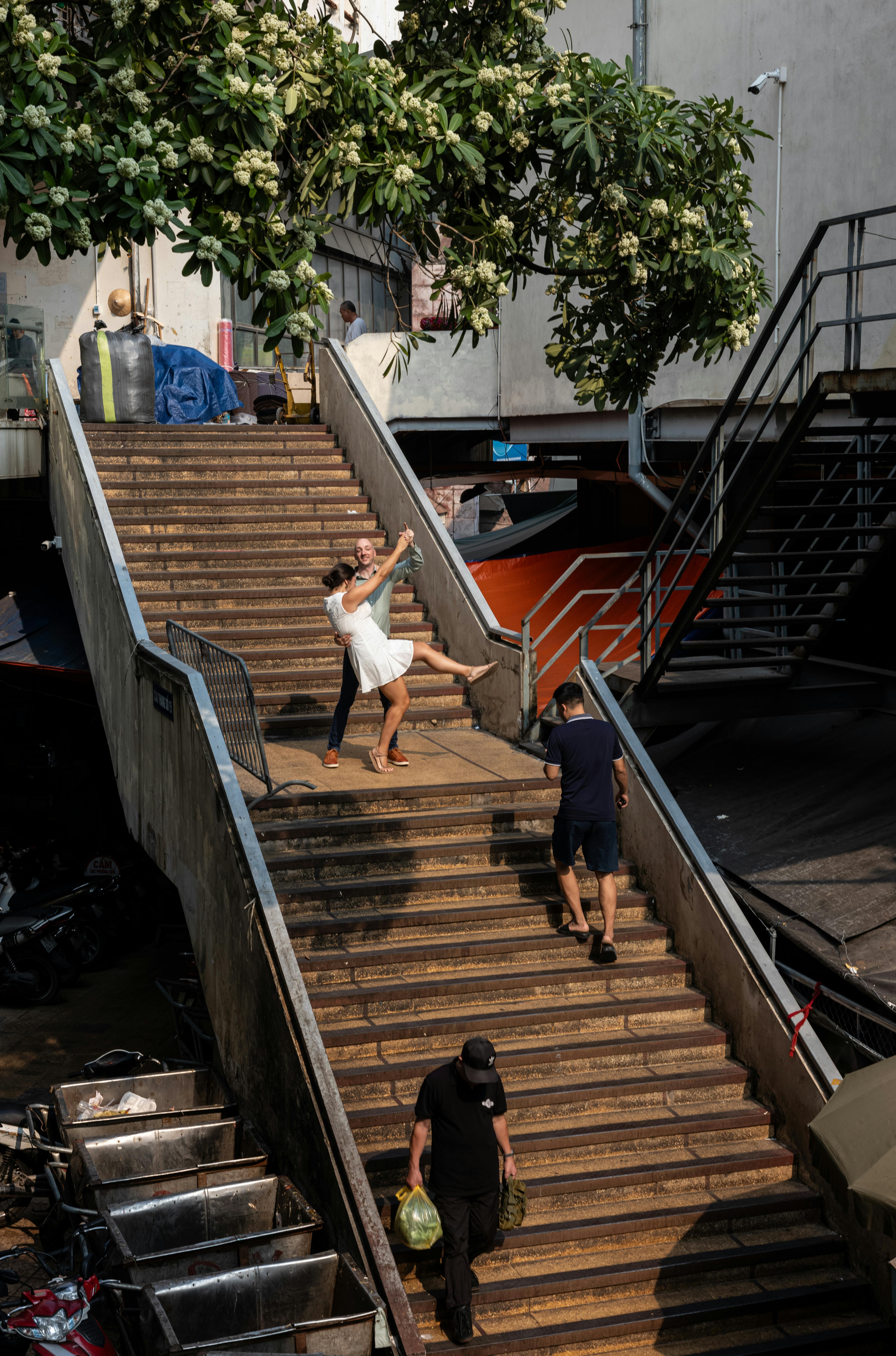 Urban Staircase with People in Motion Outdoors · Free Stock Photo