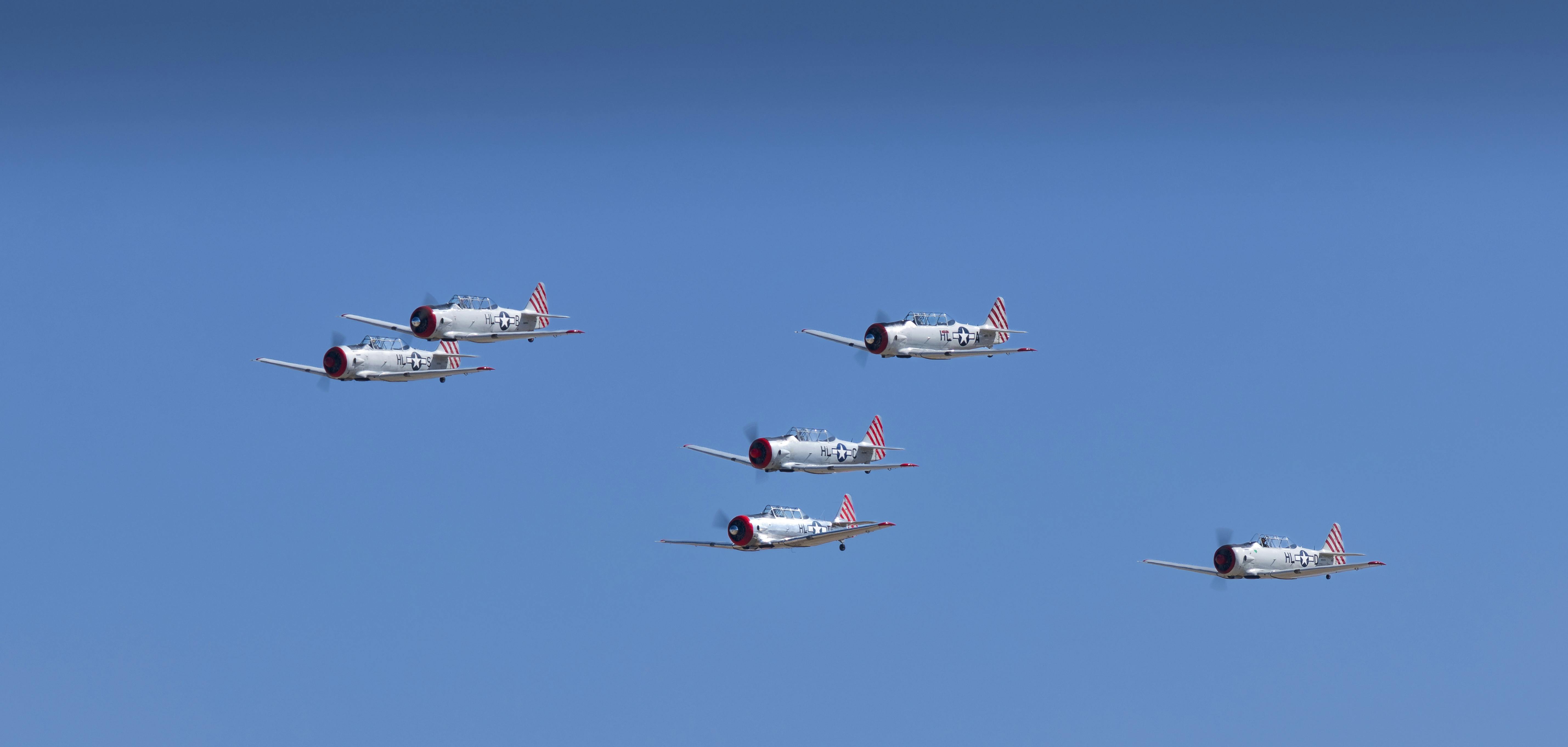 Historic Aircraft Formation Flying in Clear Skies · Free Stock Photo
