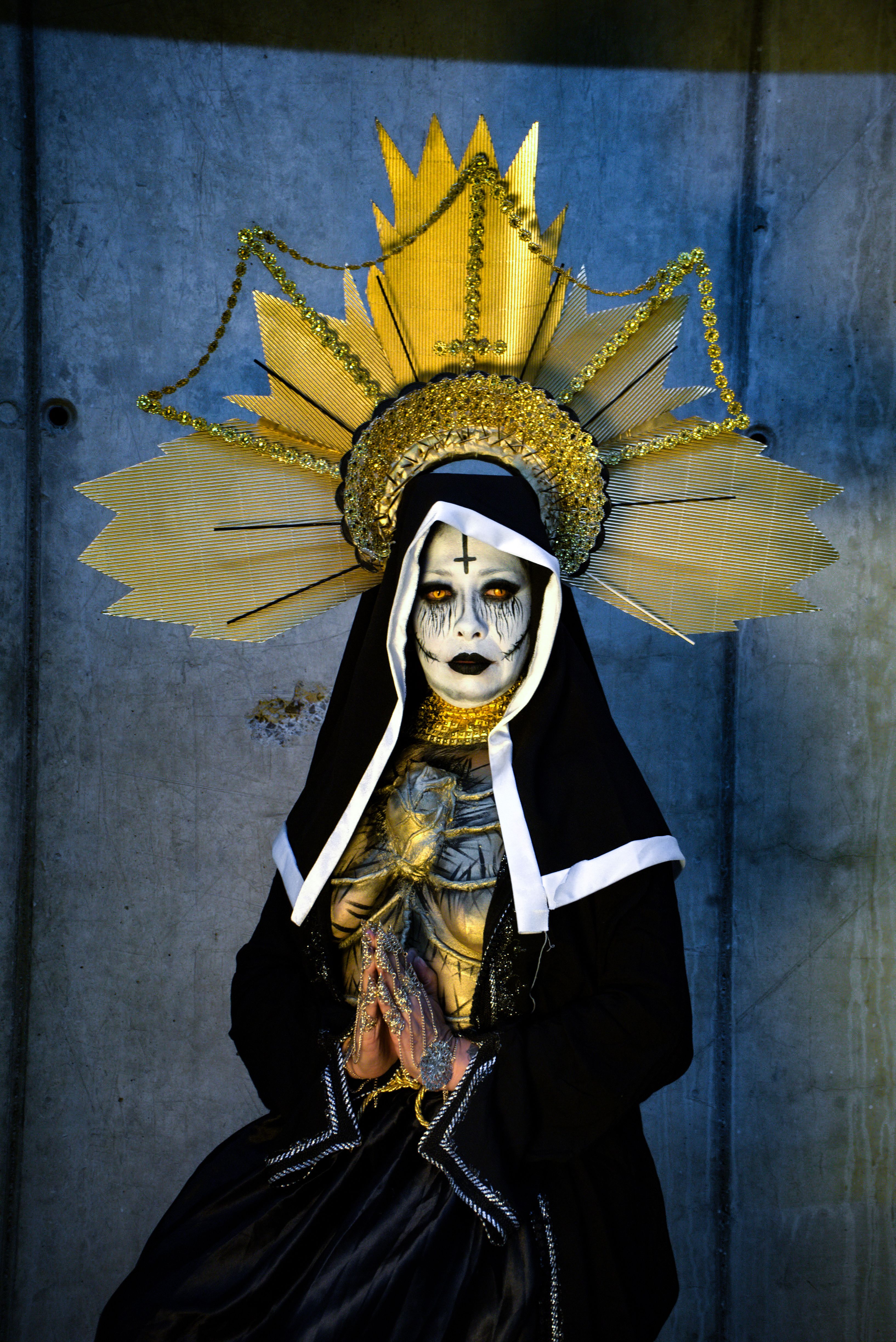 Dramatic Costume Portrait of a Painted Nun · Free Stock Photo