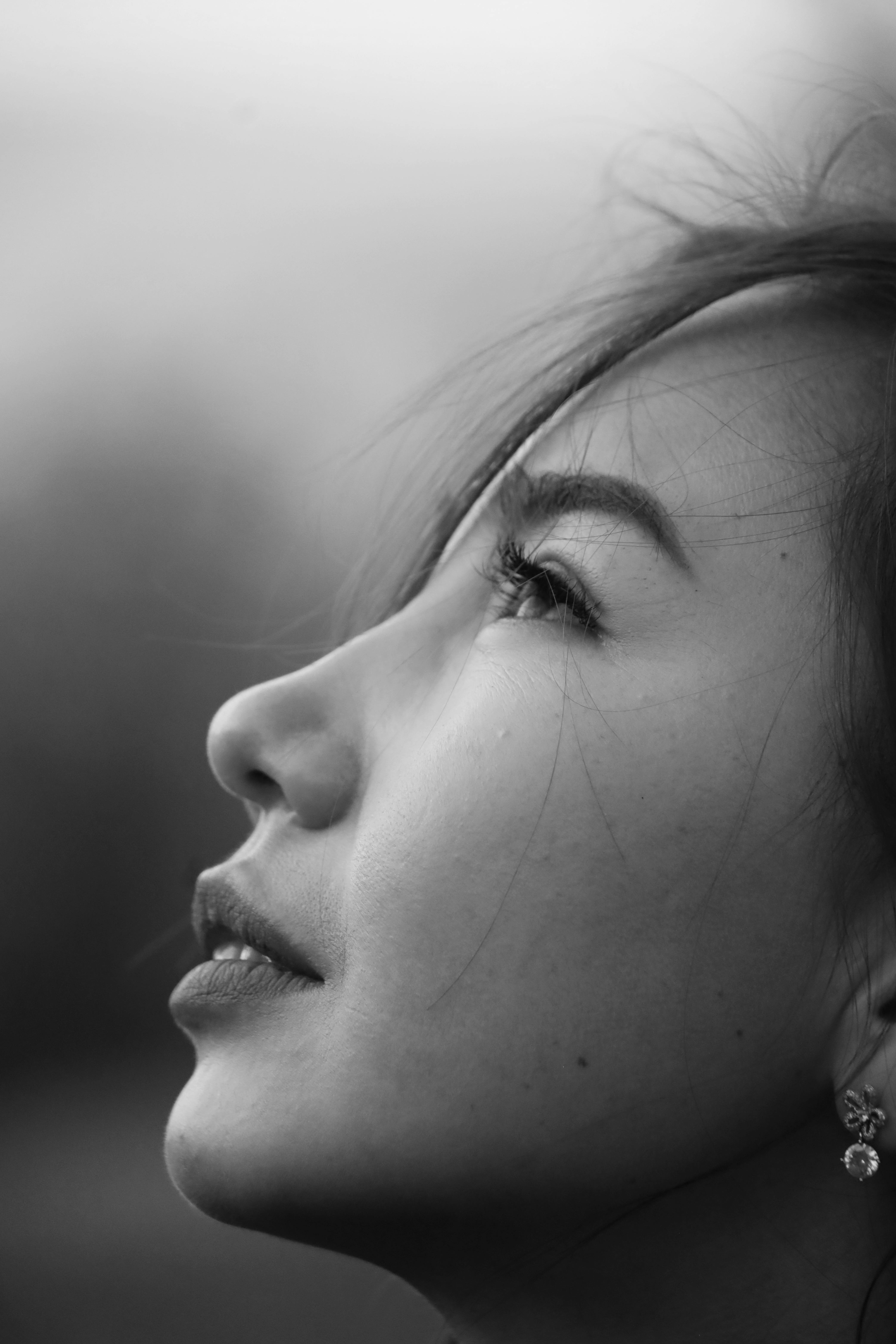 Black and White Profile Portrait of a Woman · Free Stock Photo