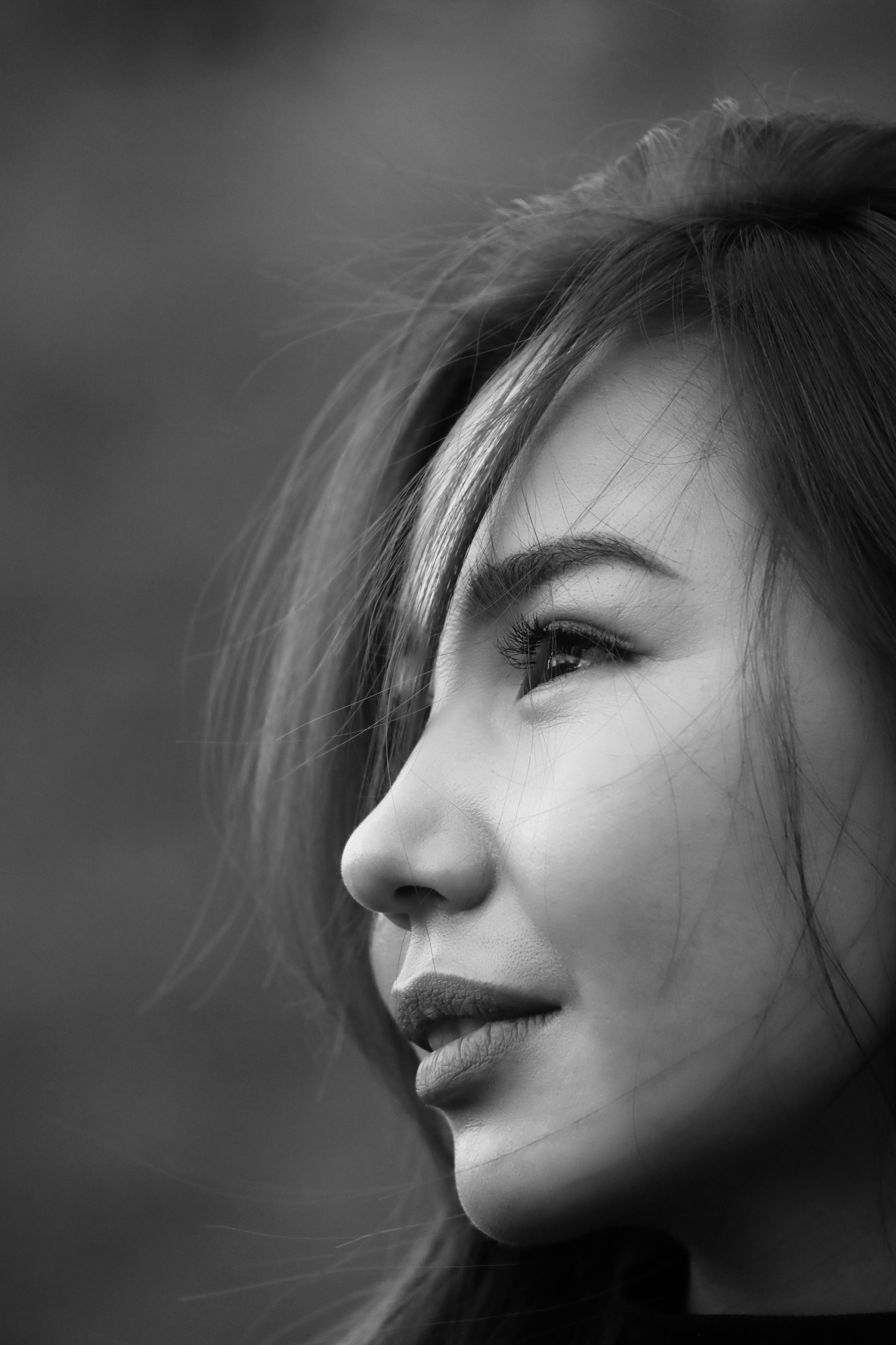 Elegant Black and White Female Portrait Close-Up · Free Stock Photo