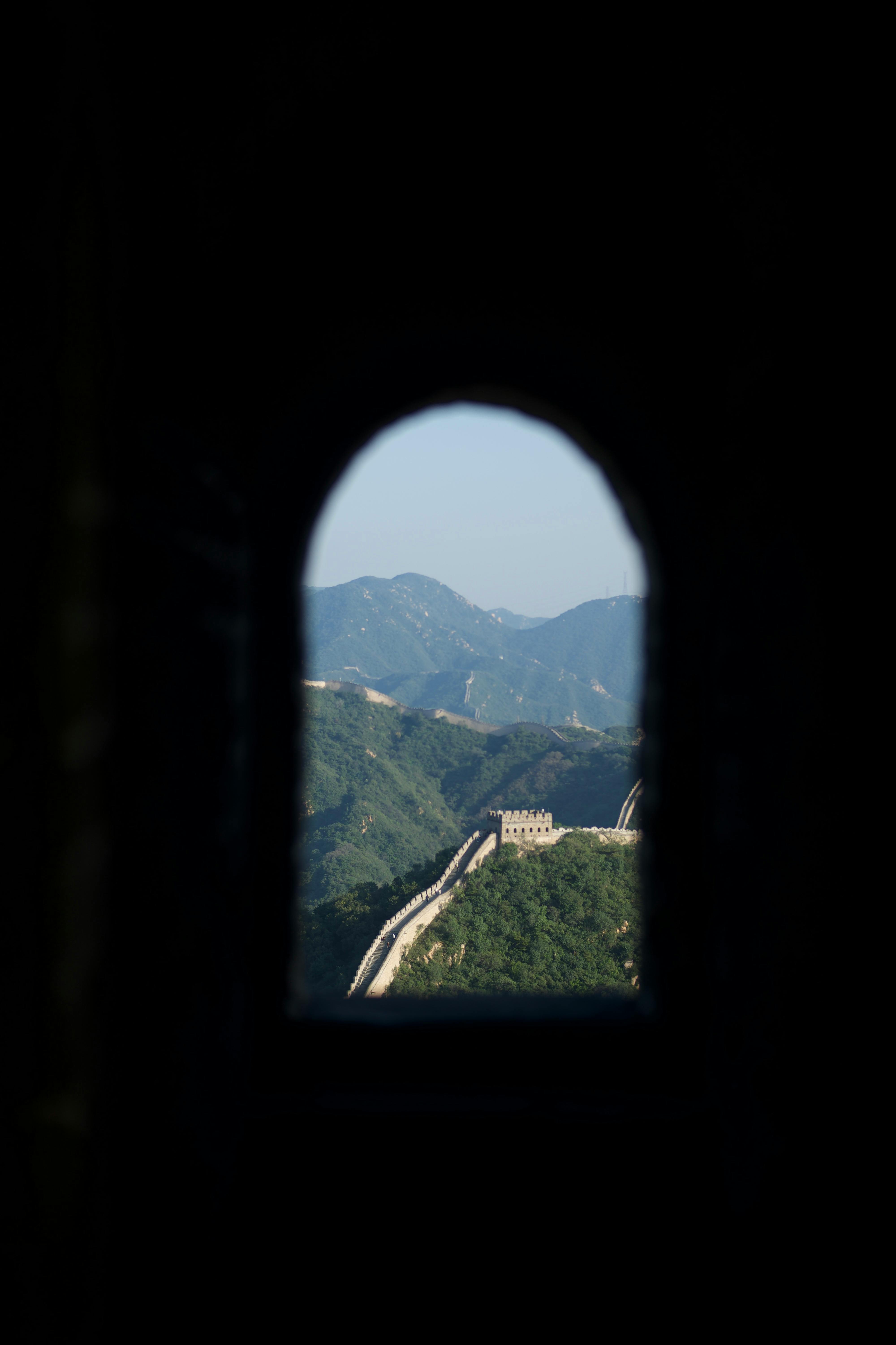 View of Great Wall through Window in Beijing · Free Stock Photo