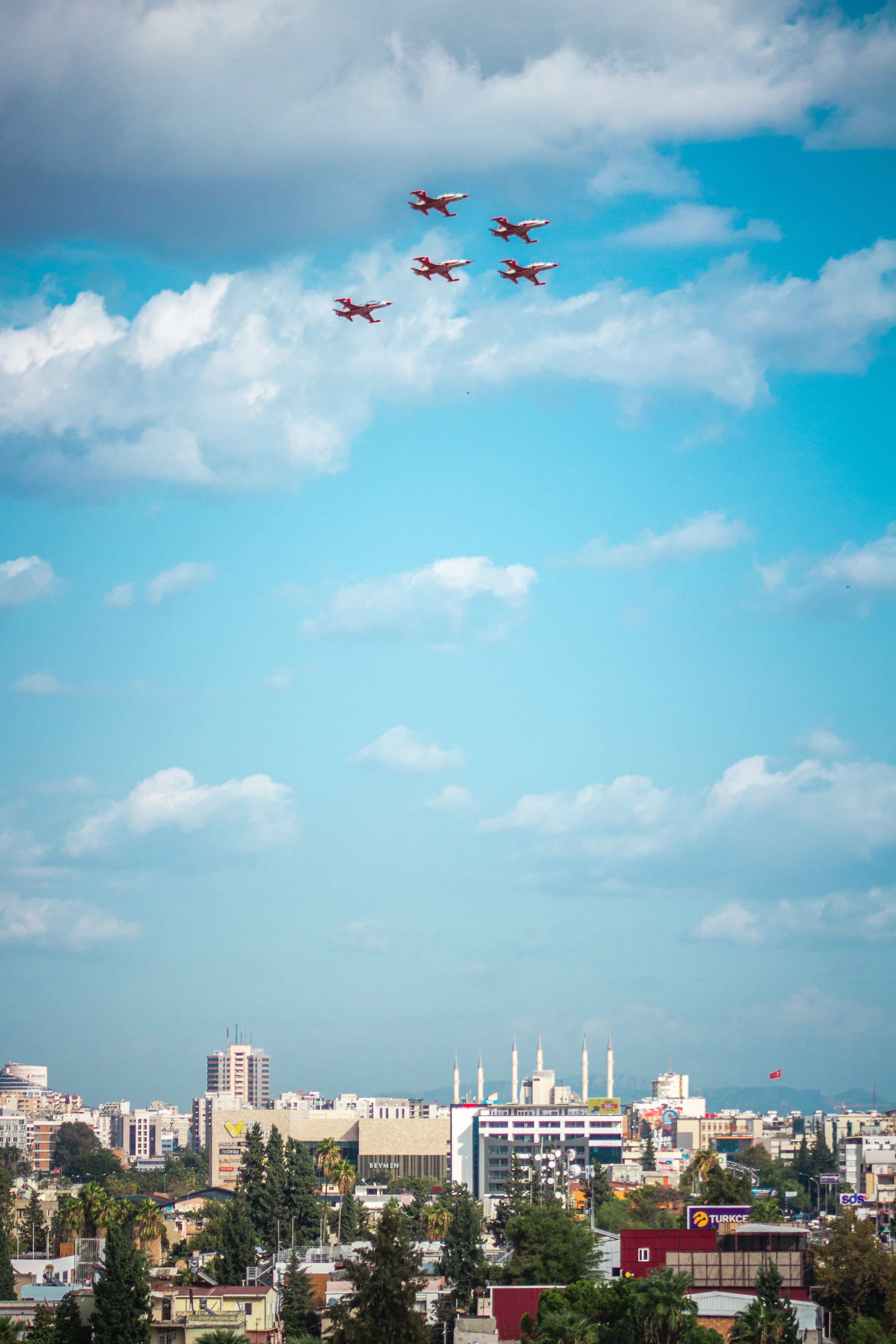 Aerial Display by Jets Over Adana Cityscape · Free Stock Photo