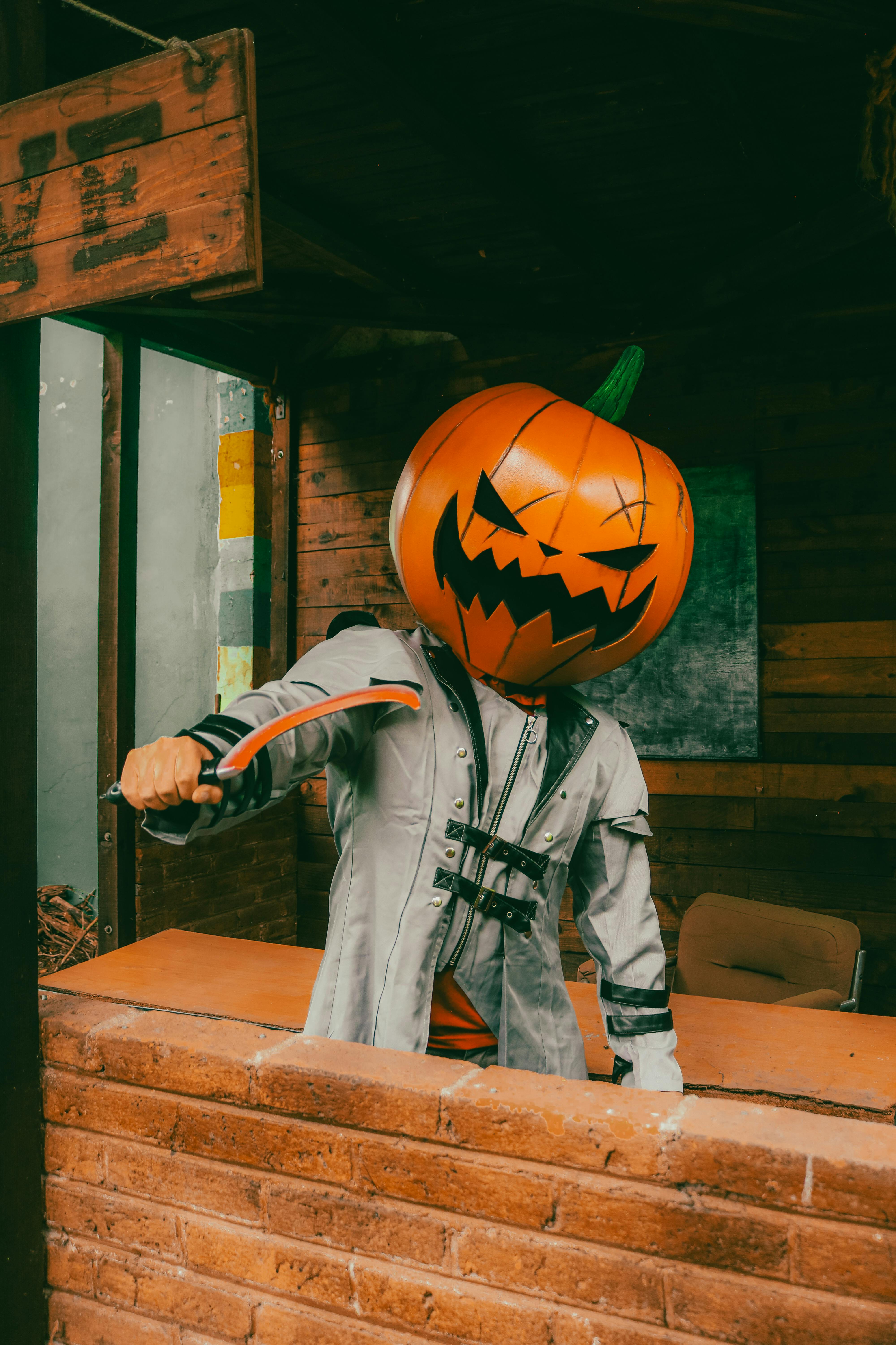 Disfraz De Cabeza De Calabaza Espeluznante Para Halloween · Foto de ...