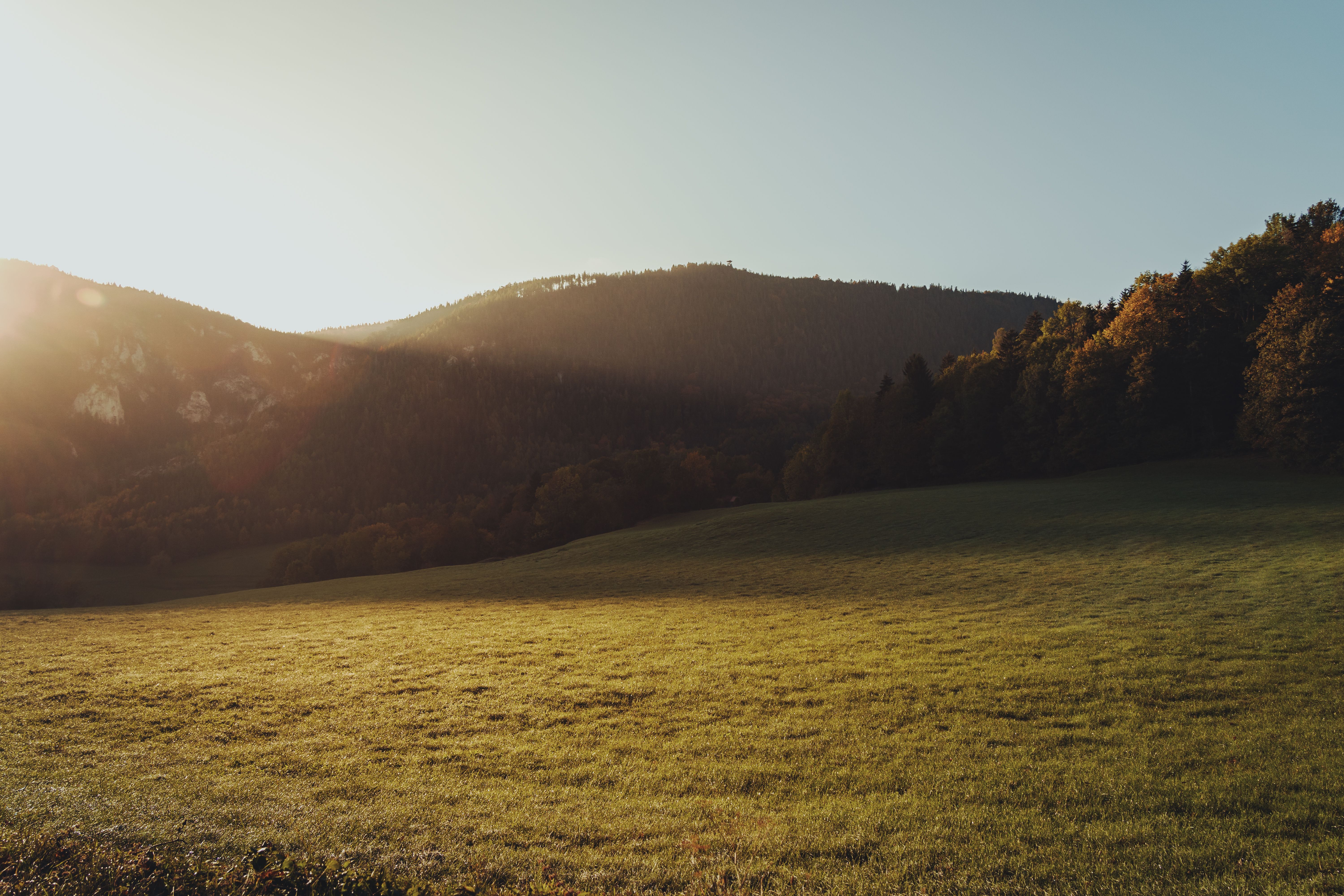 Sunlit Austrian Landscape in Autumn · Free Stock Photo
