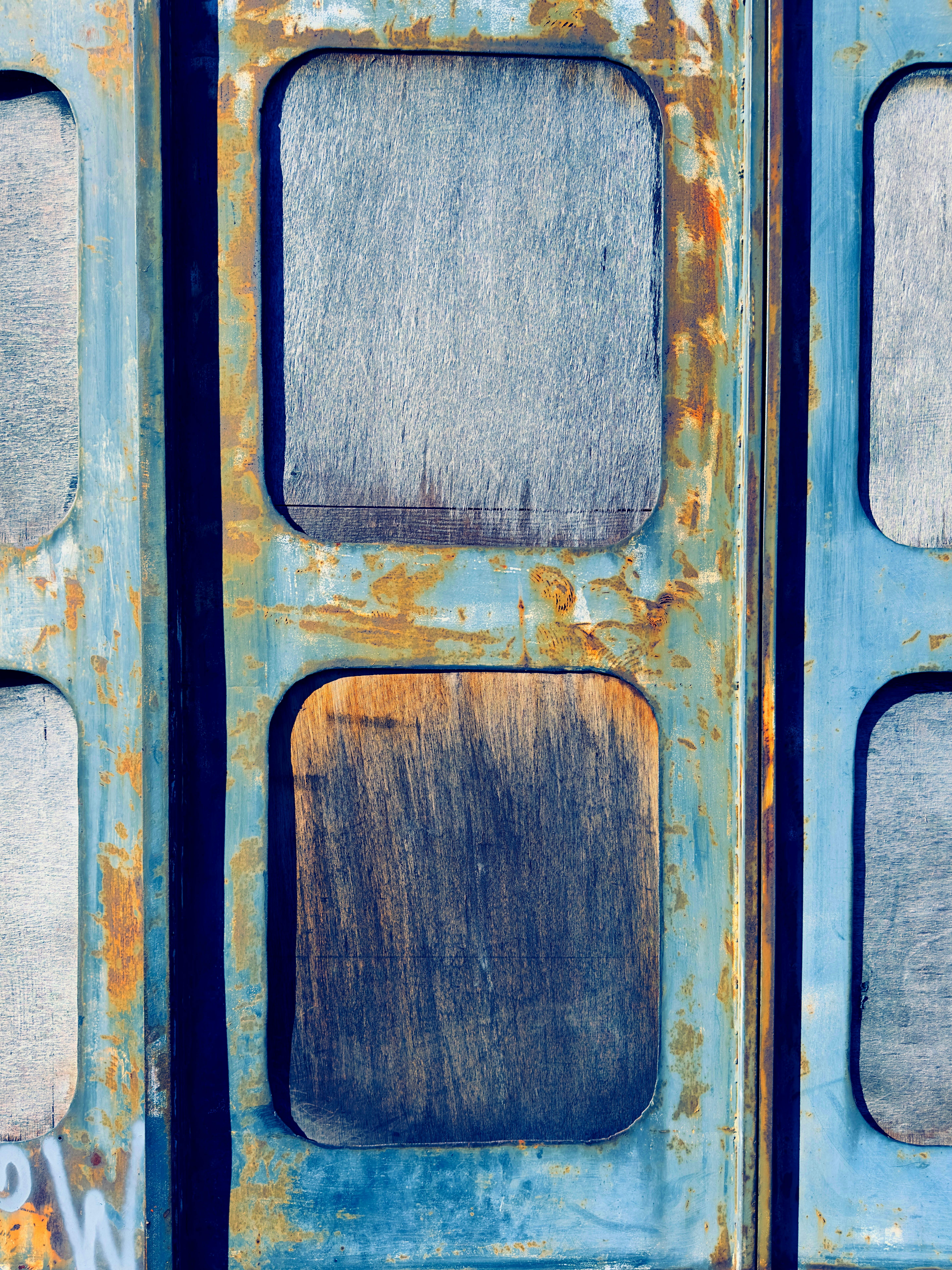 Rustic Blue Metal Panels with Textured Patina · Free Stock Photo