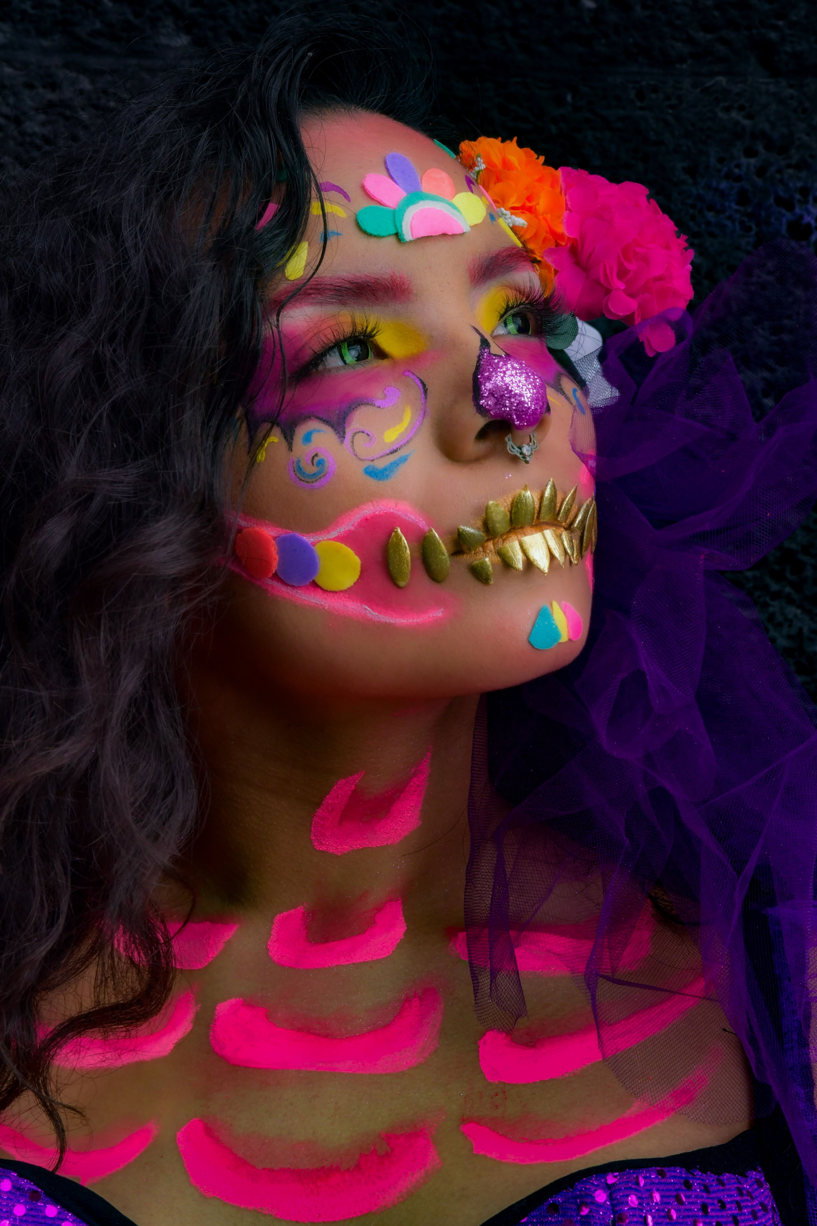 Vibrant Day of the Dead Face Paint Portrait · Free Stock Photo