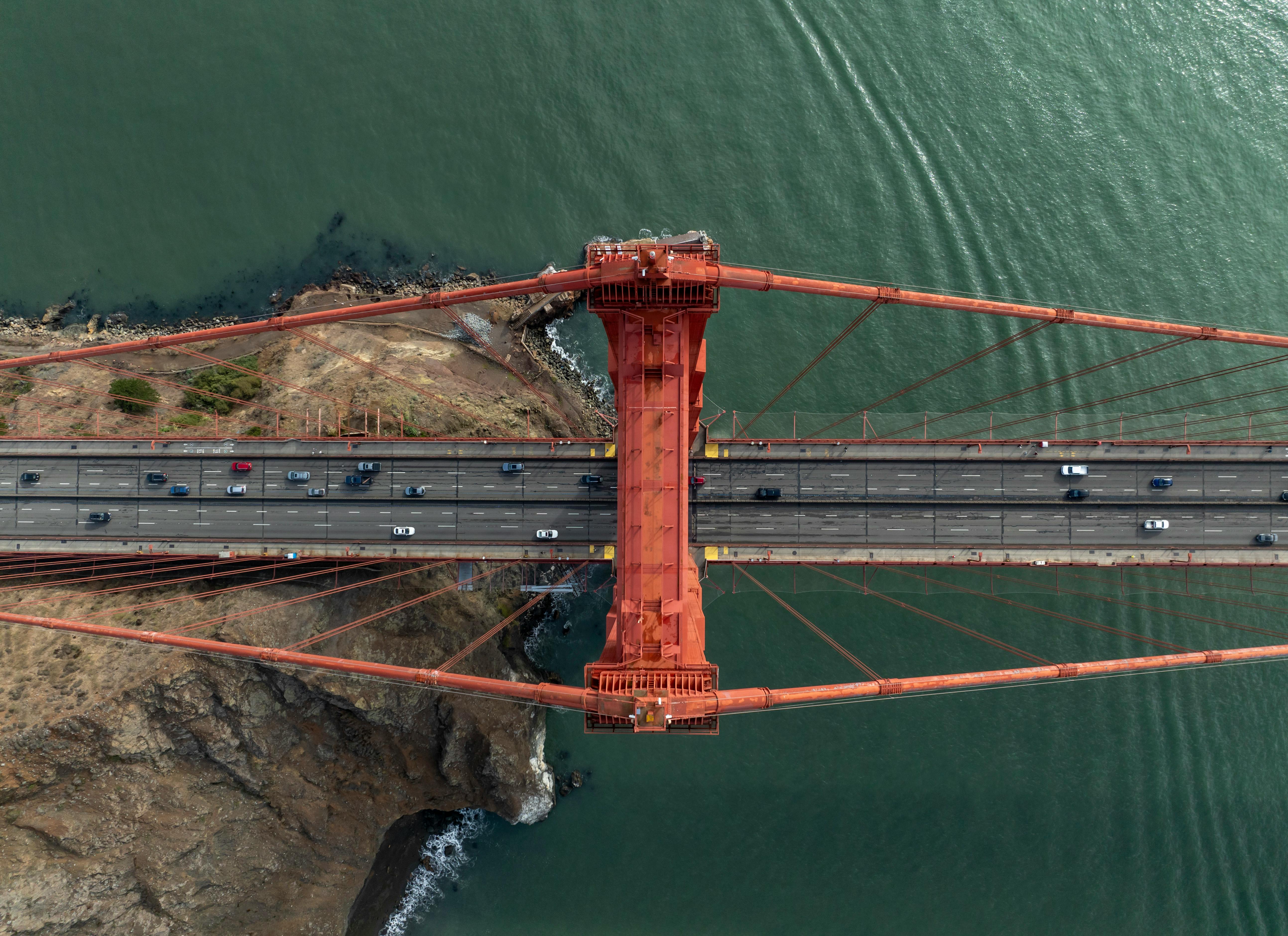 Aerial View of Golden Gate Bridge Traffic · Free Stock Photo