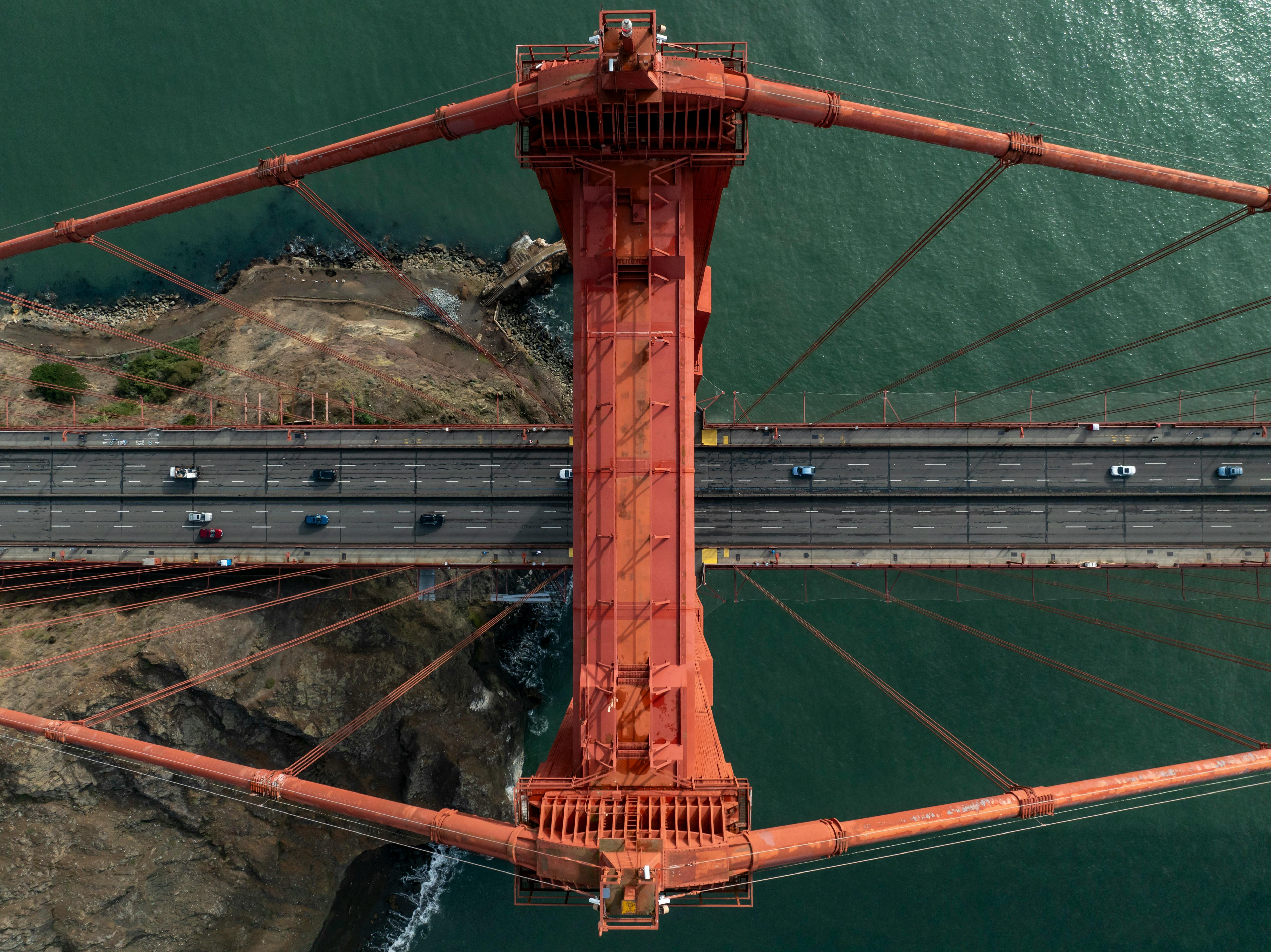 Aerial View of Golden Gate Bridge in Sunlight · Free Stock Photo