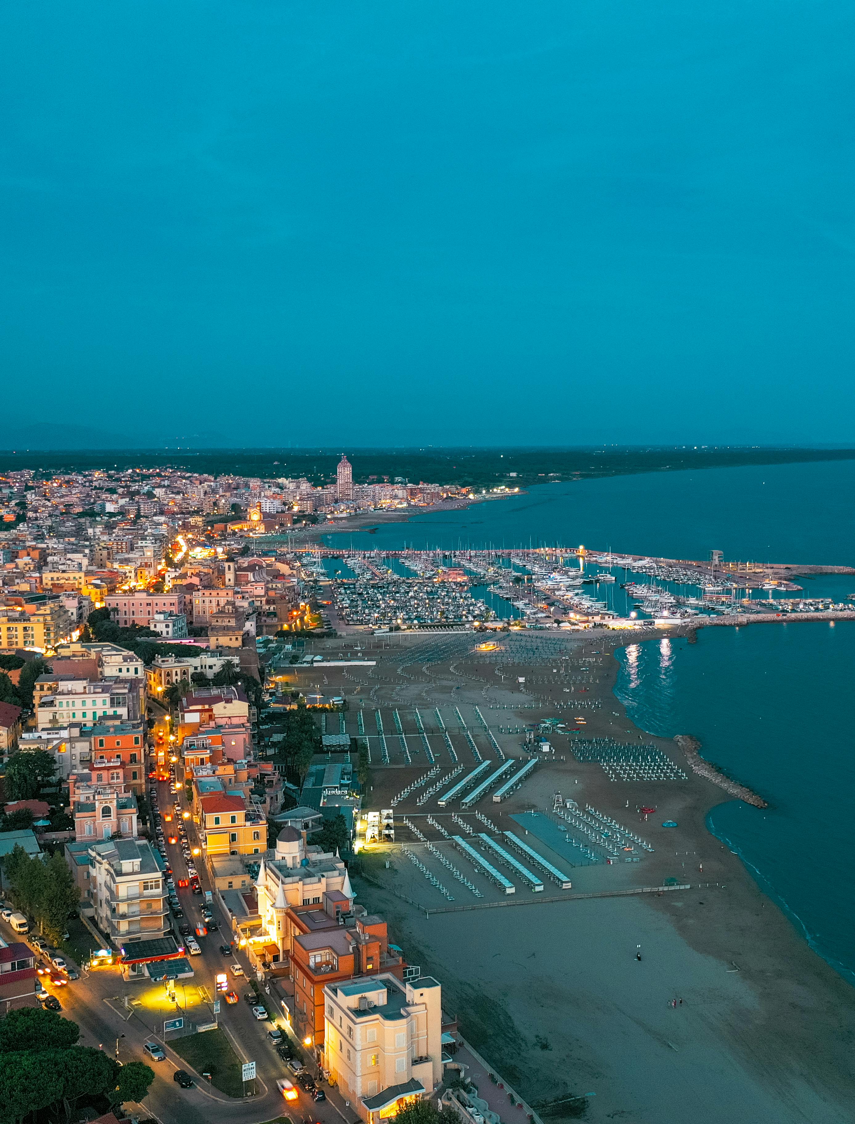 Aerial View of Nettuno, Lazio at Dusk · Free Stock Photo