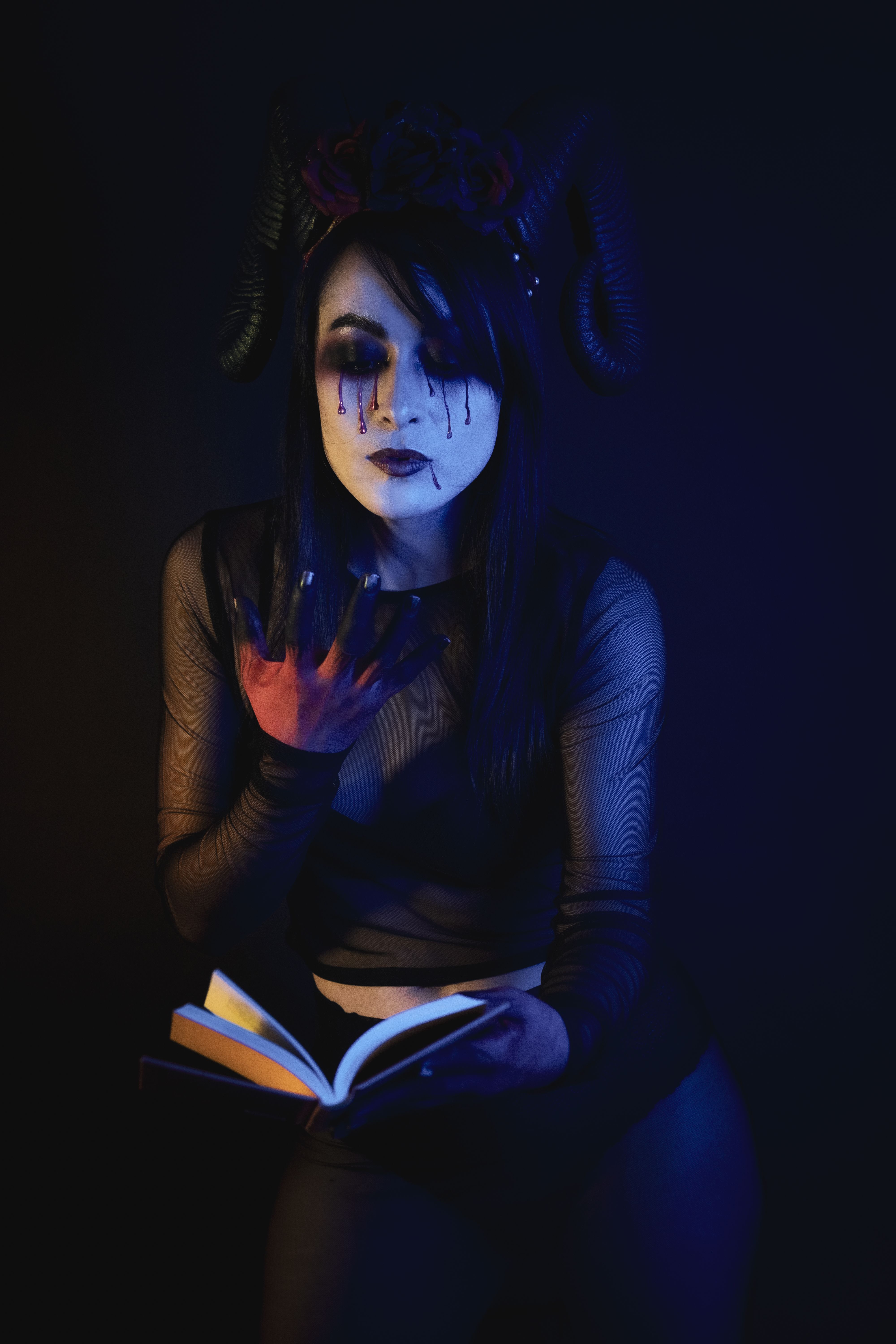 Halloween Demonic Costume Portrait in Low Light · Free Stock Photo