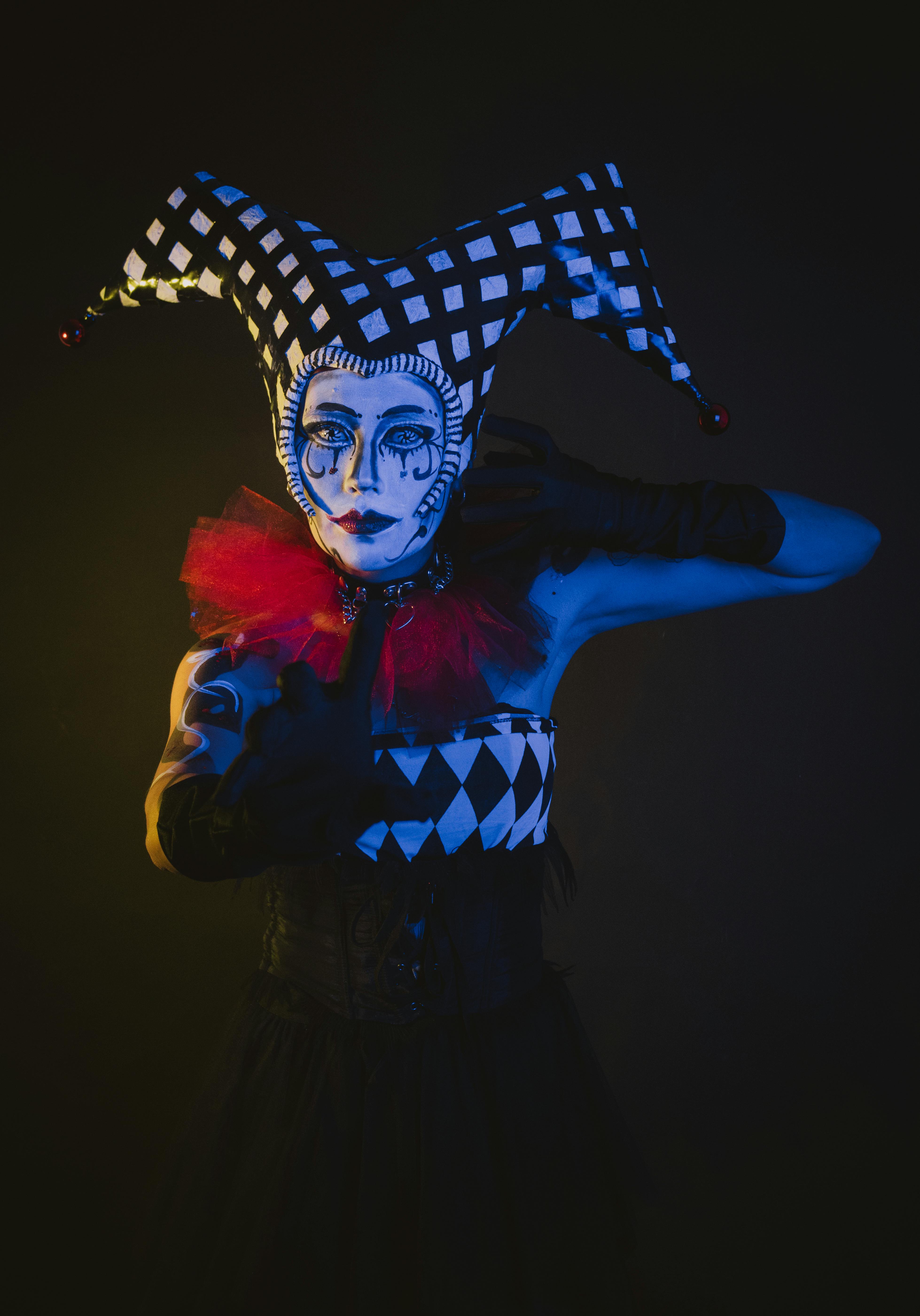 Dramatic Jester Costume with Artistic Makeup · Free Stock Photo