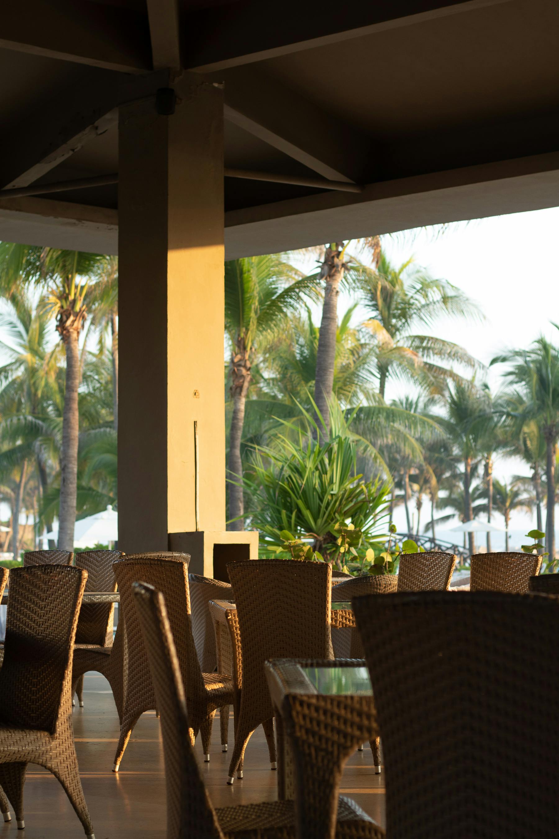 Elegant Outdoor Seating with Tropical Views · Free Stock Photo