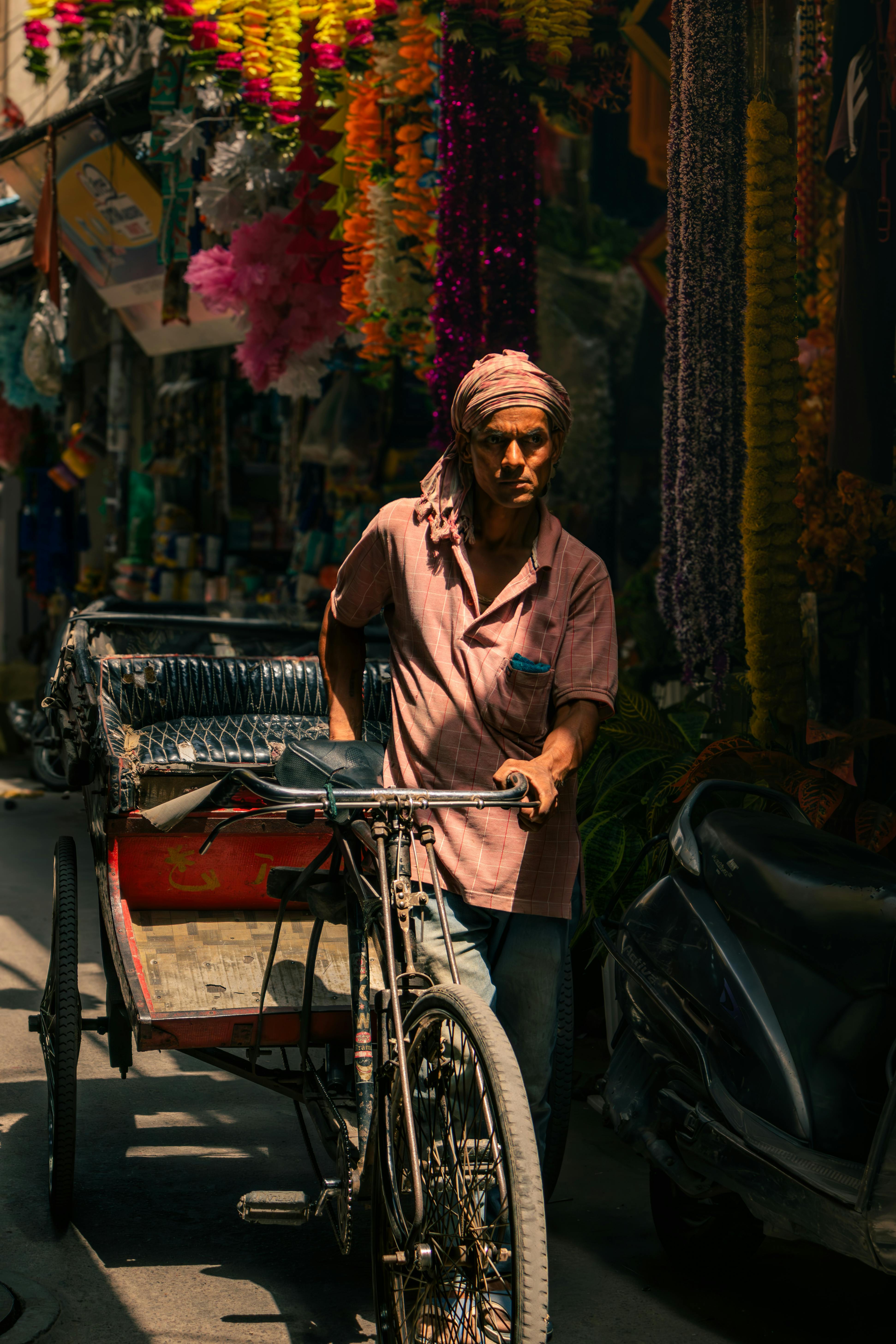 Indian Rickshaw Puller on Jalandhar Street · Free Stock Photo
