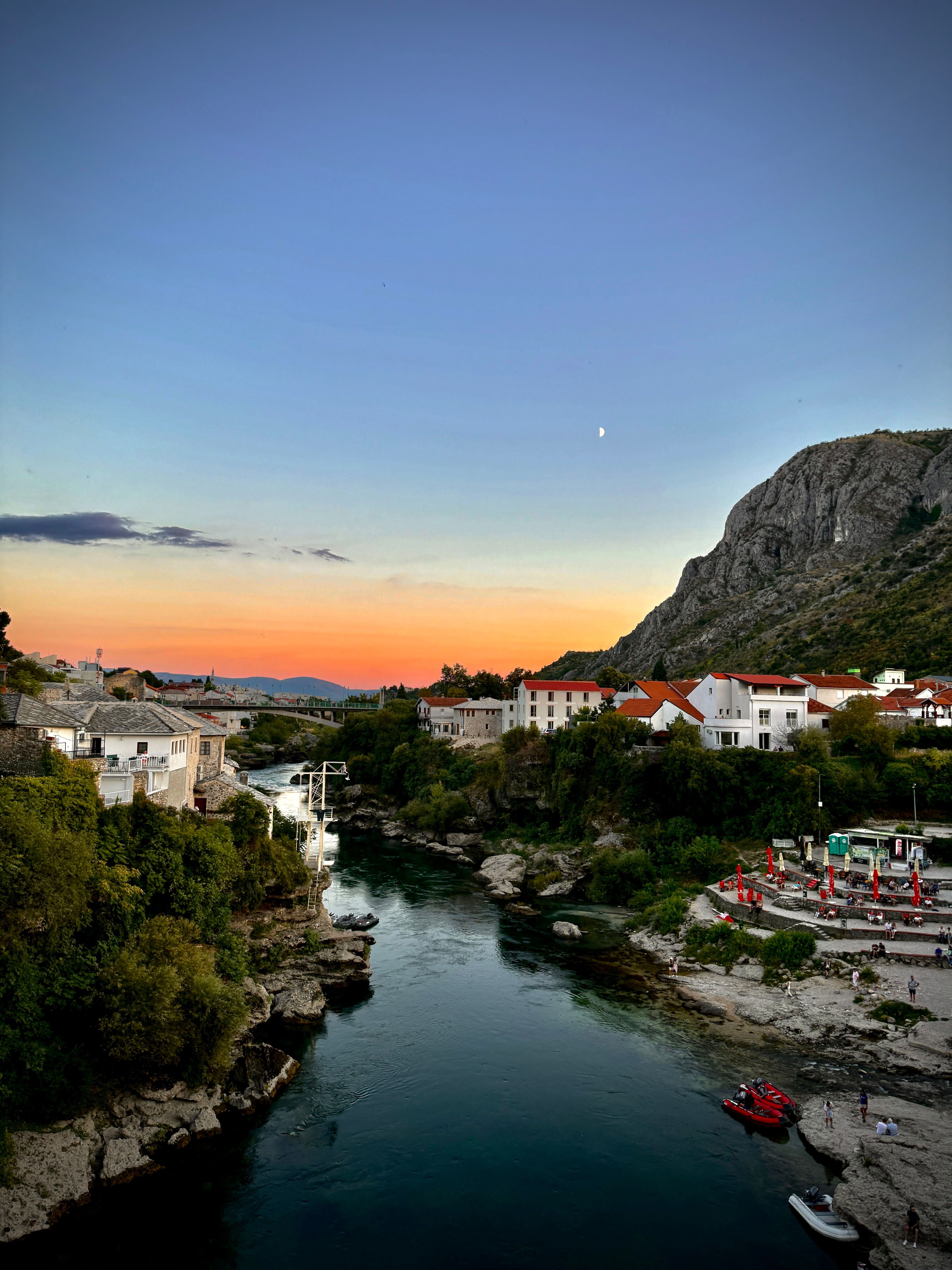 Scenic Sunset View of Mostar Riverside · Free Stock Photo