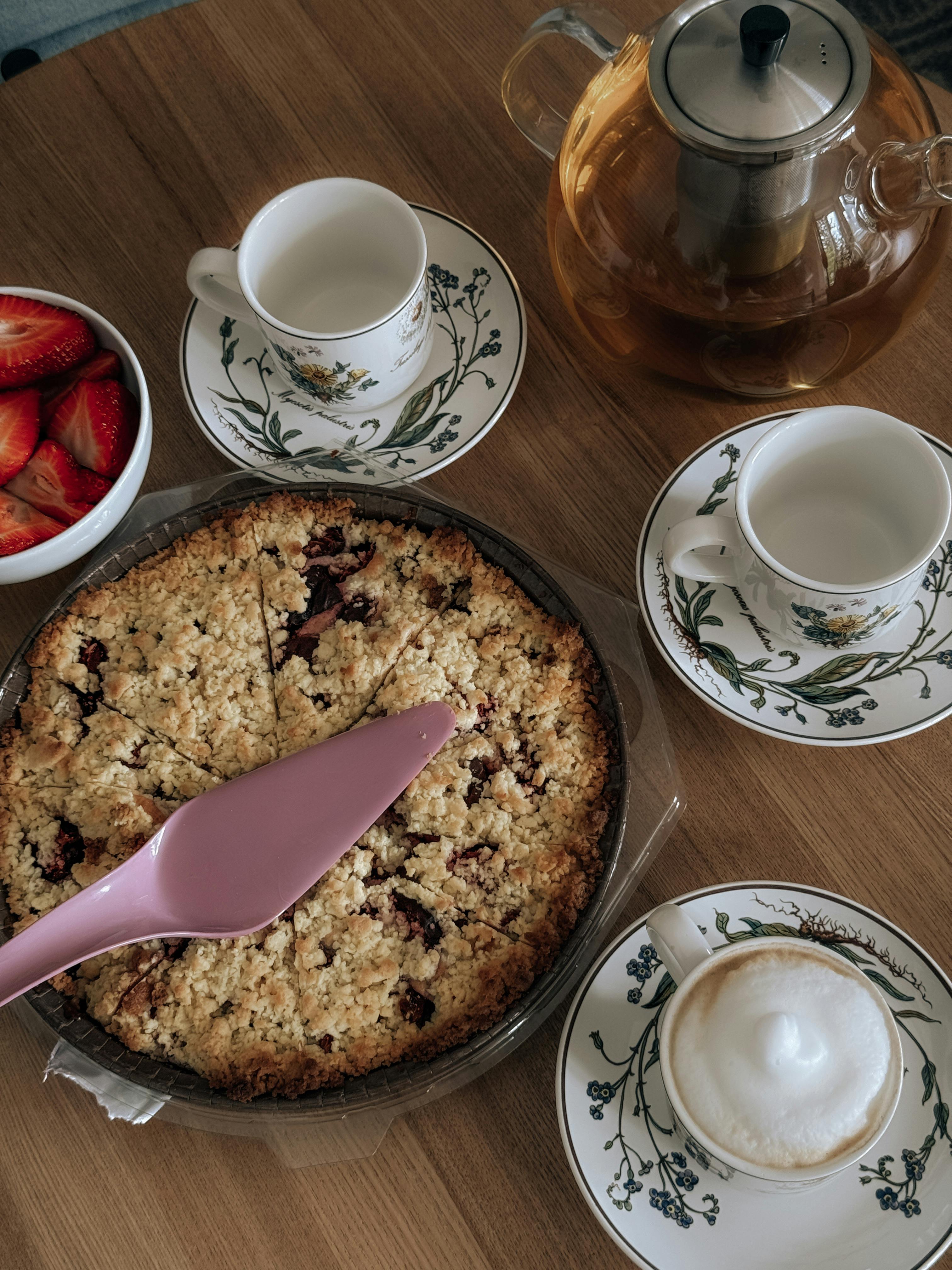 Cozy German Tea Time with Homemade Cake · Free Stock Photo