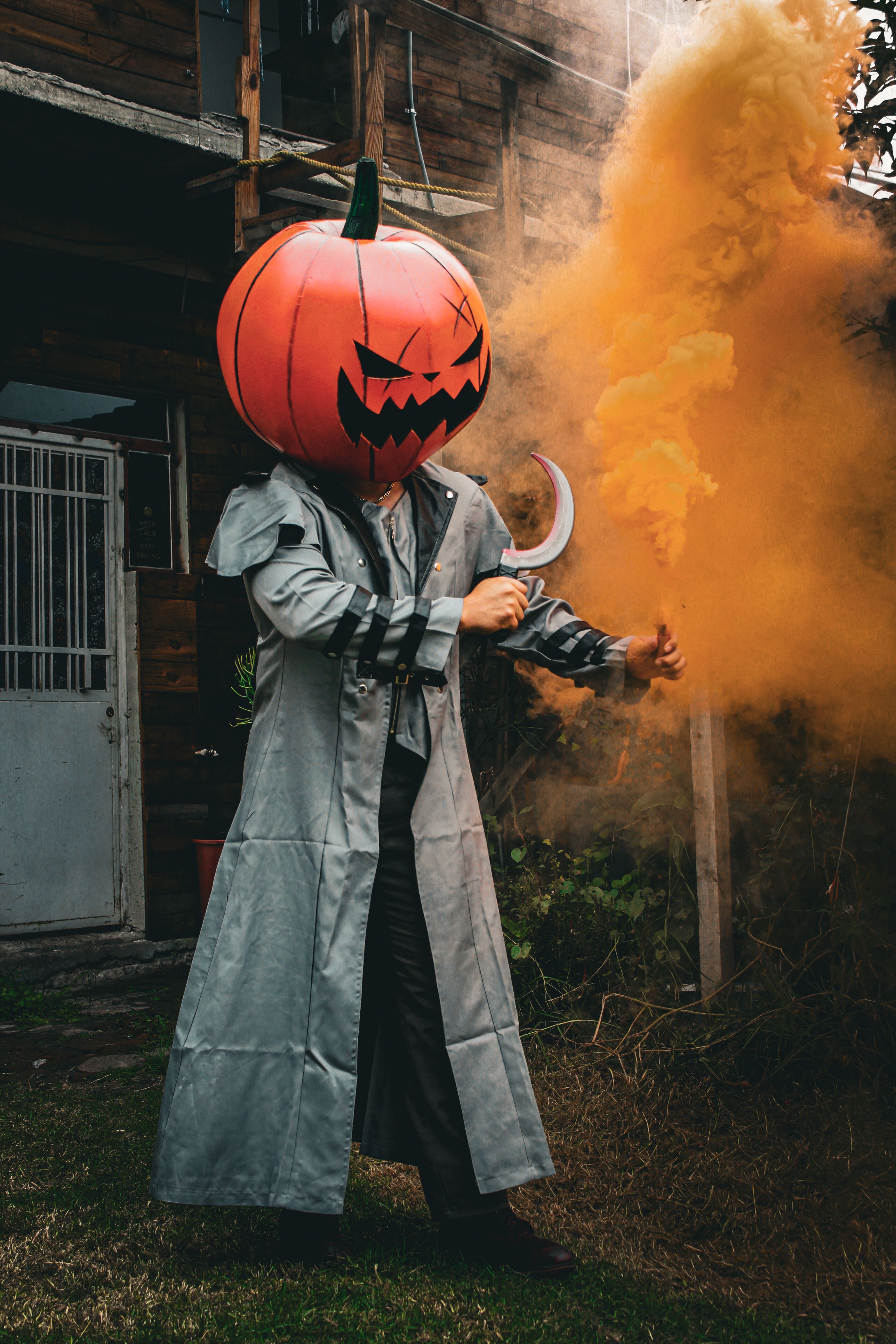 A Scarecrow Near a Tree at Night · Free Stock Photo