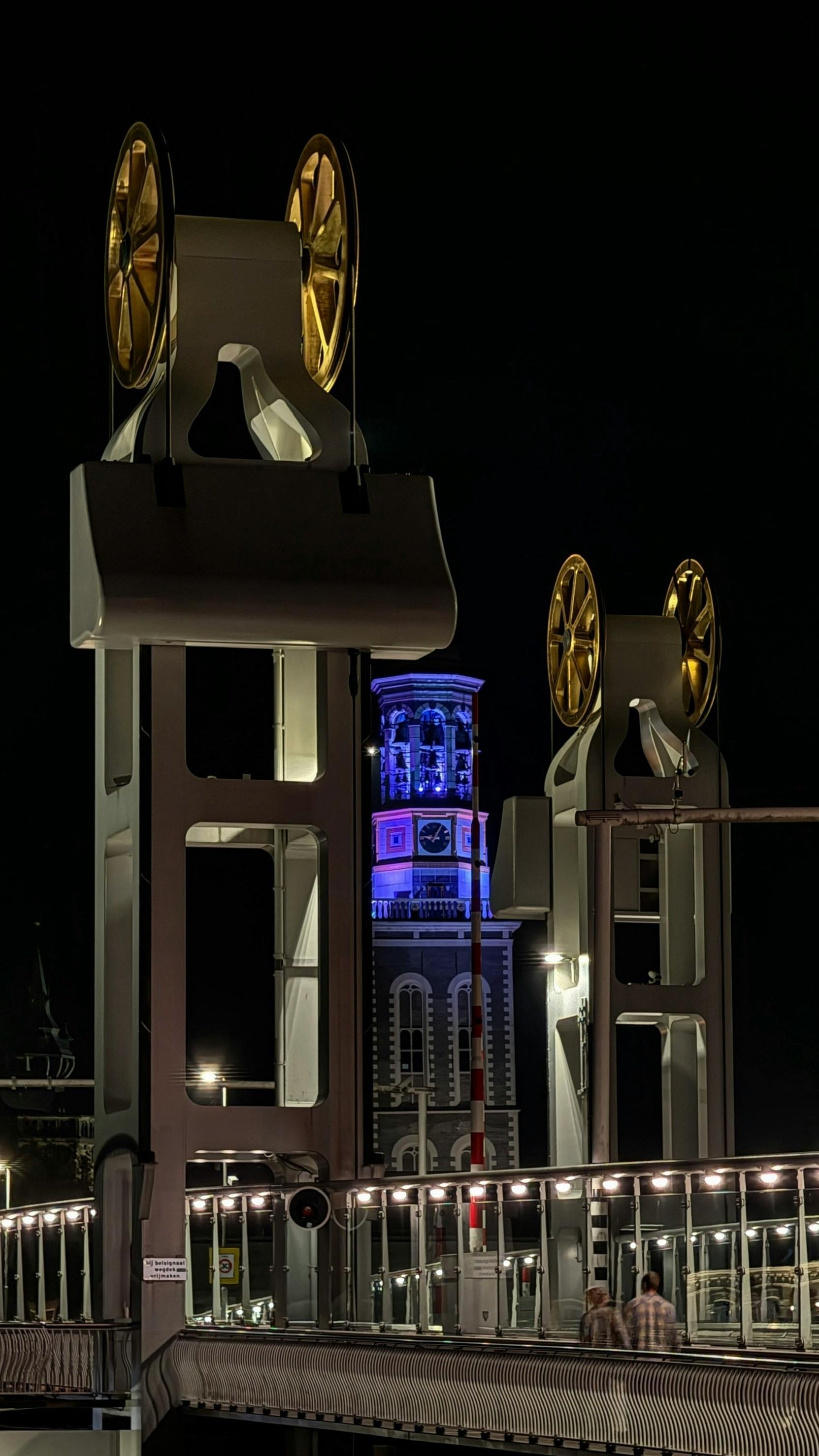 Illuminated City Bridge and Clock Tower at Night · Free Stock Photo