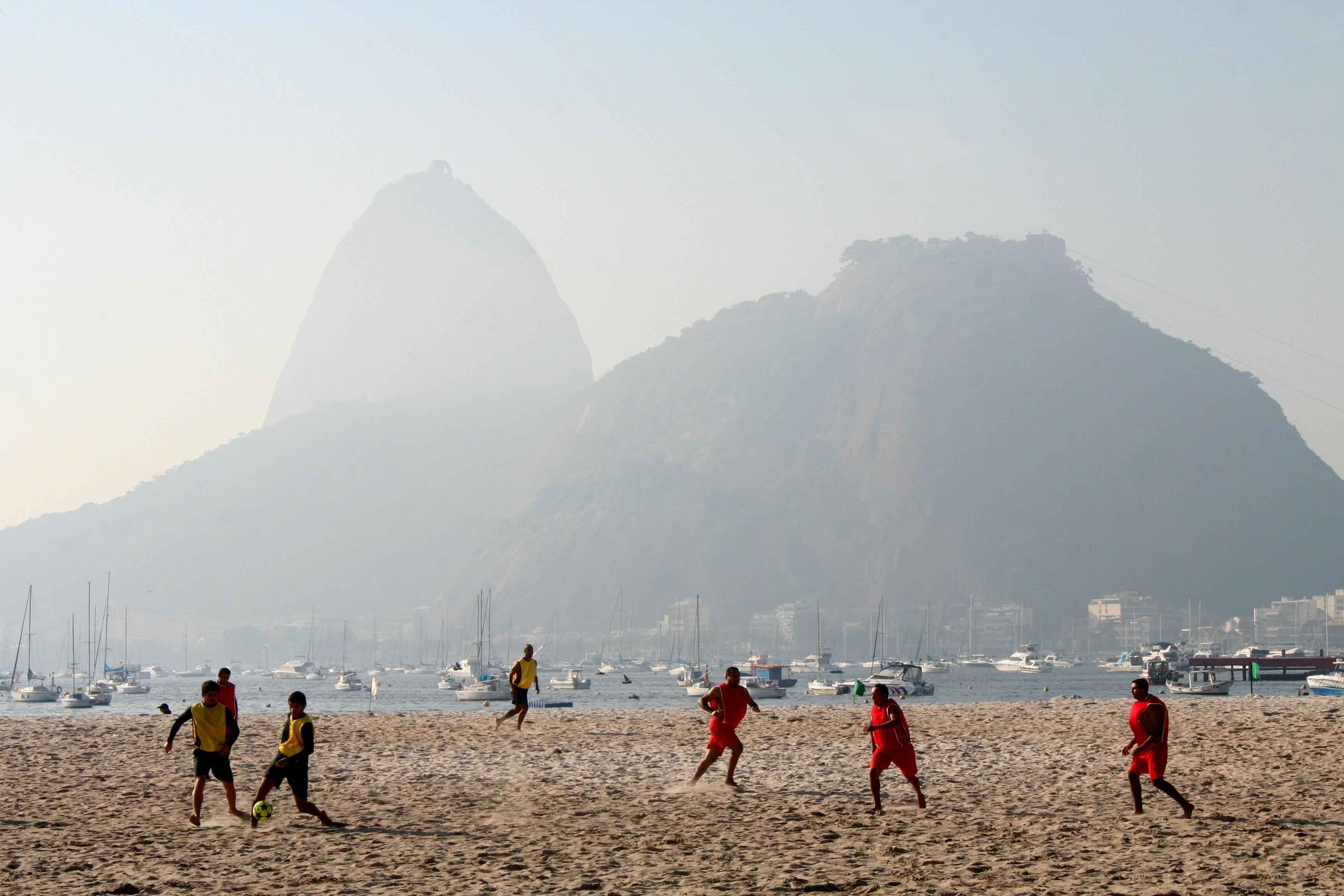 Beach Soccer Game at Sugarloaf Mountain · Free Stock Photo
