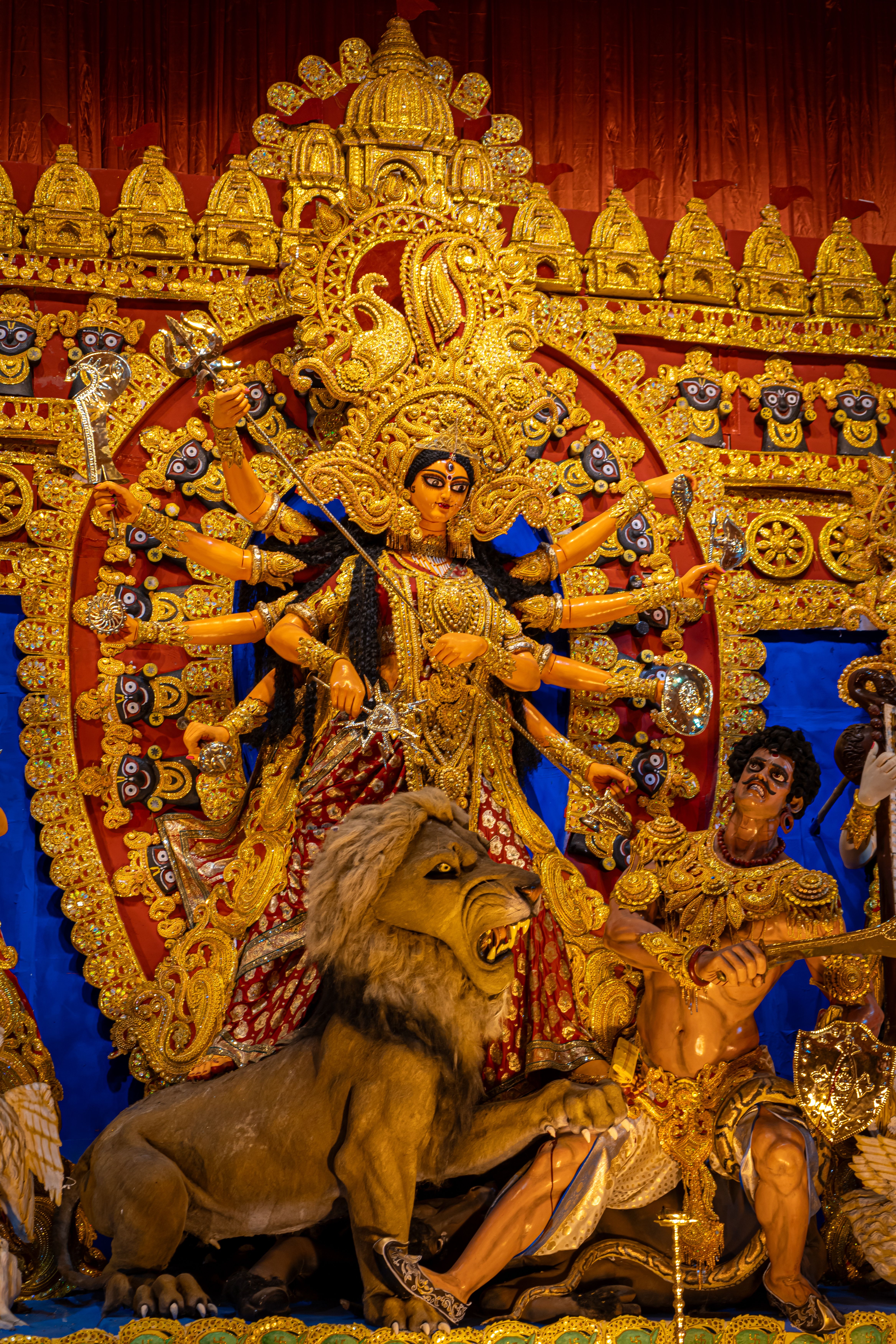 Statue of Hindu Goddess Durga Riding Lion · Free Stock Photo