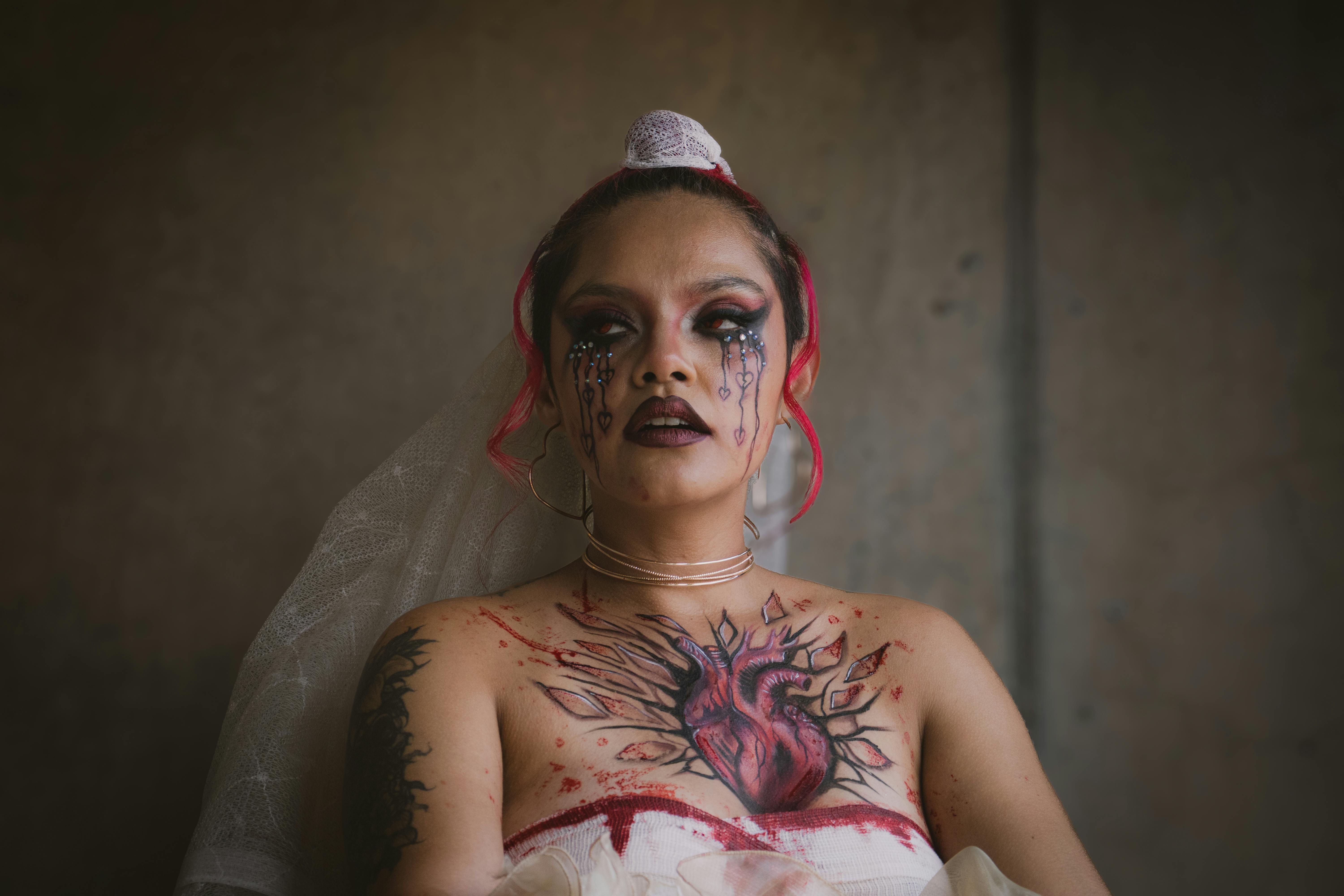 Creative Gothic Portrait with Unique Makeup Art · Free Stock Photo