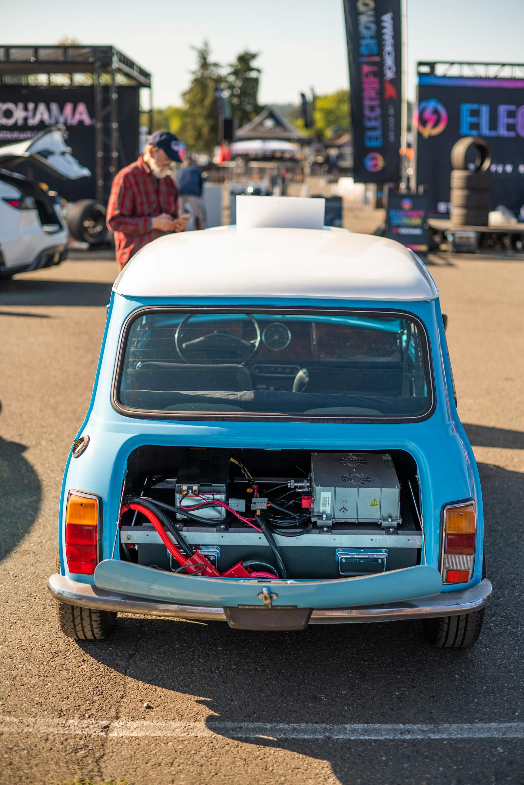Vintage Electric Car with Rear Open Battery Compartment · Free Stock Photo