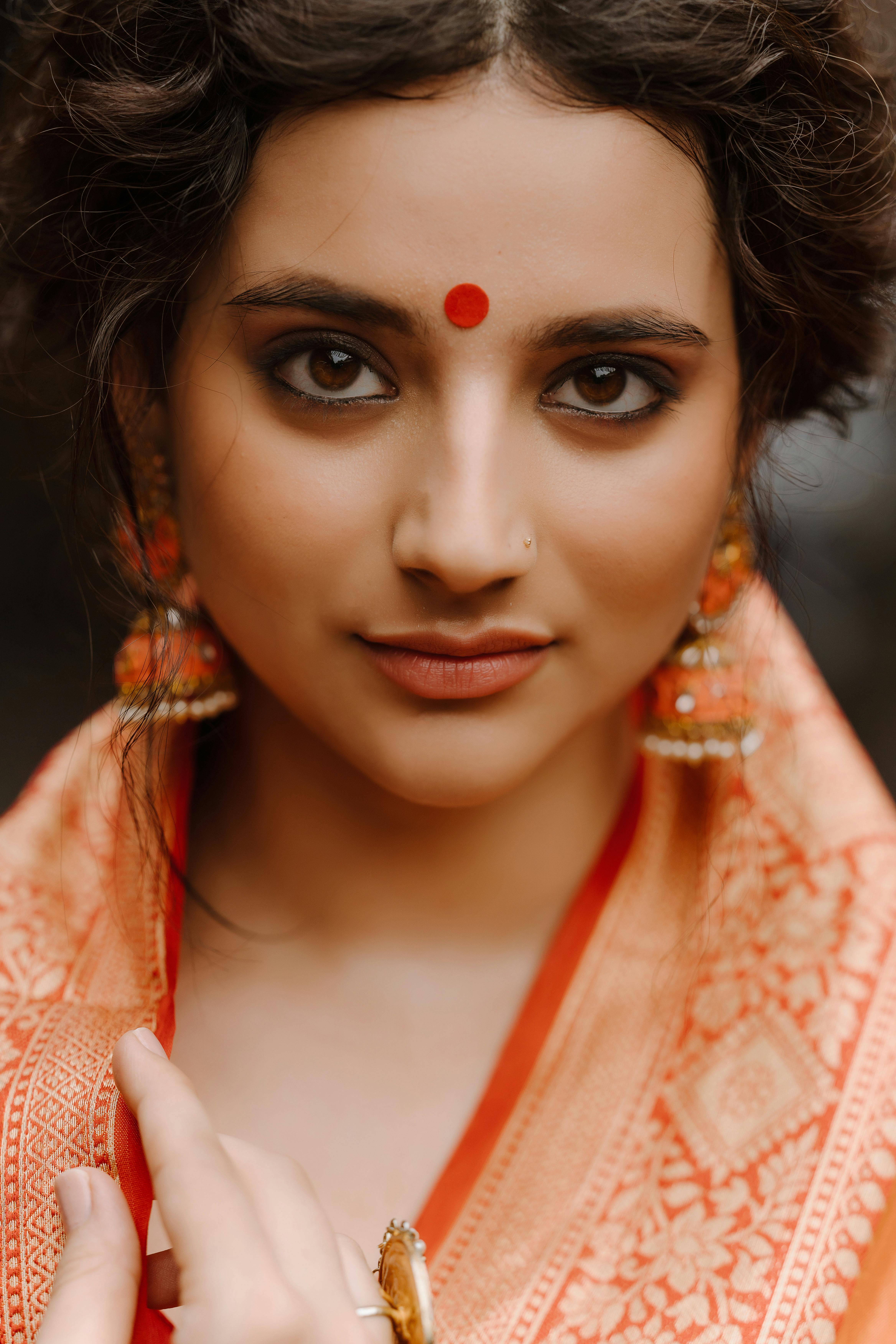 Traditional Portrait of a Woman with Red Bindi · Free Stock Photo