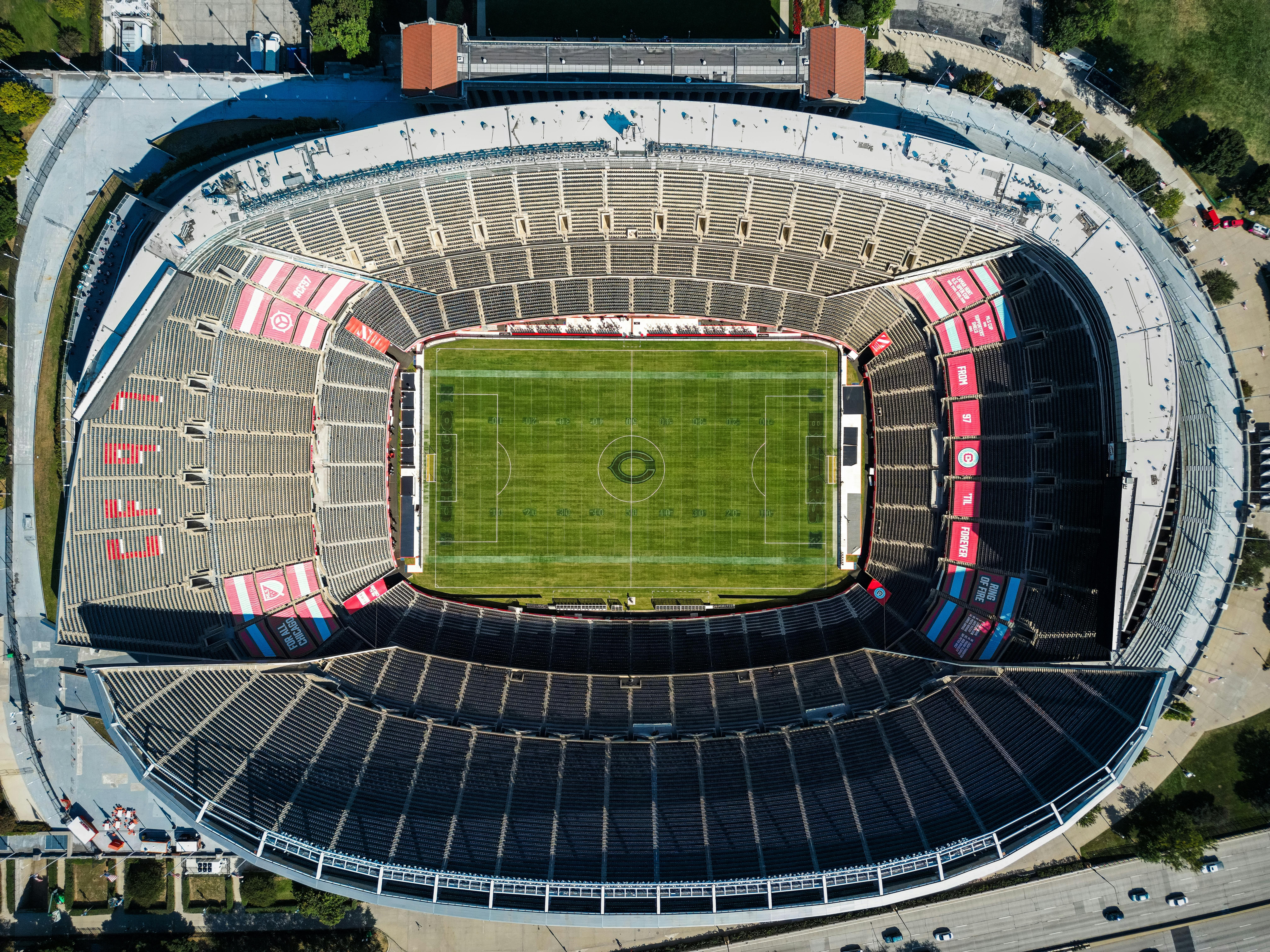 Aerial View of Empty Soccer Stadium in Daylight · Free Stock Photo