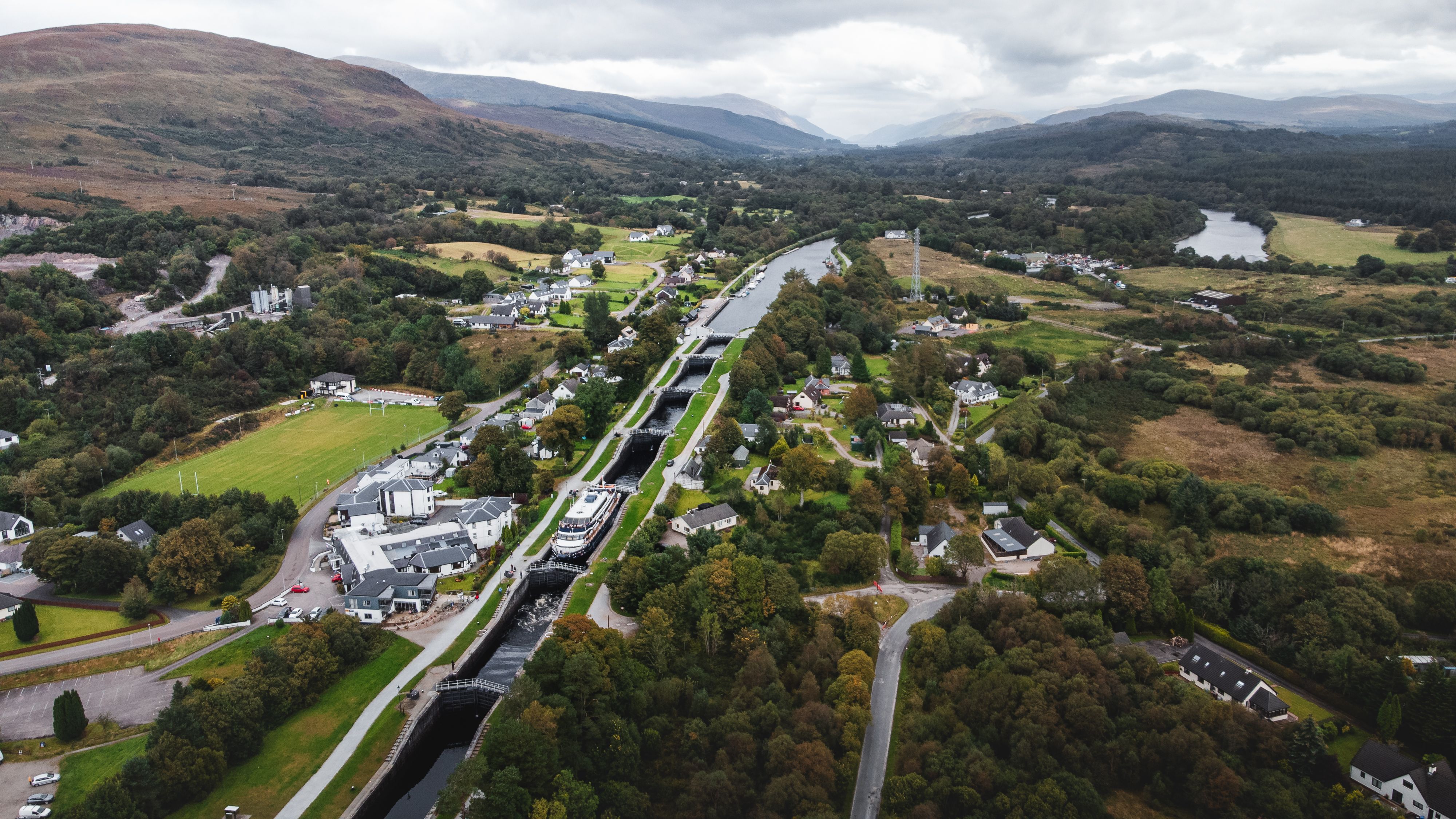 Aerial View of Fort William and Locks, Scotland · Free Stock Photo