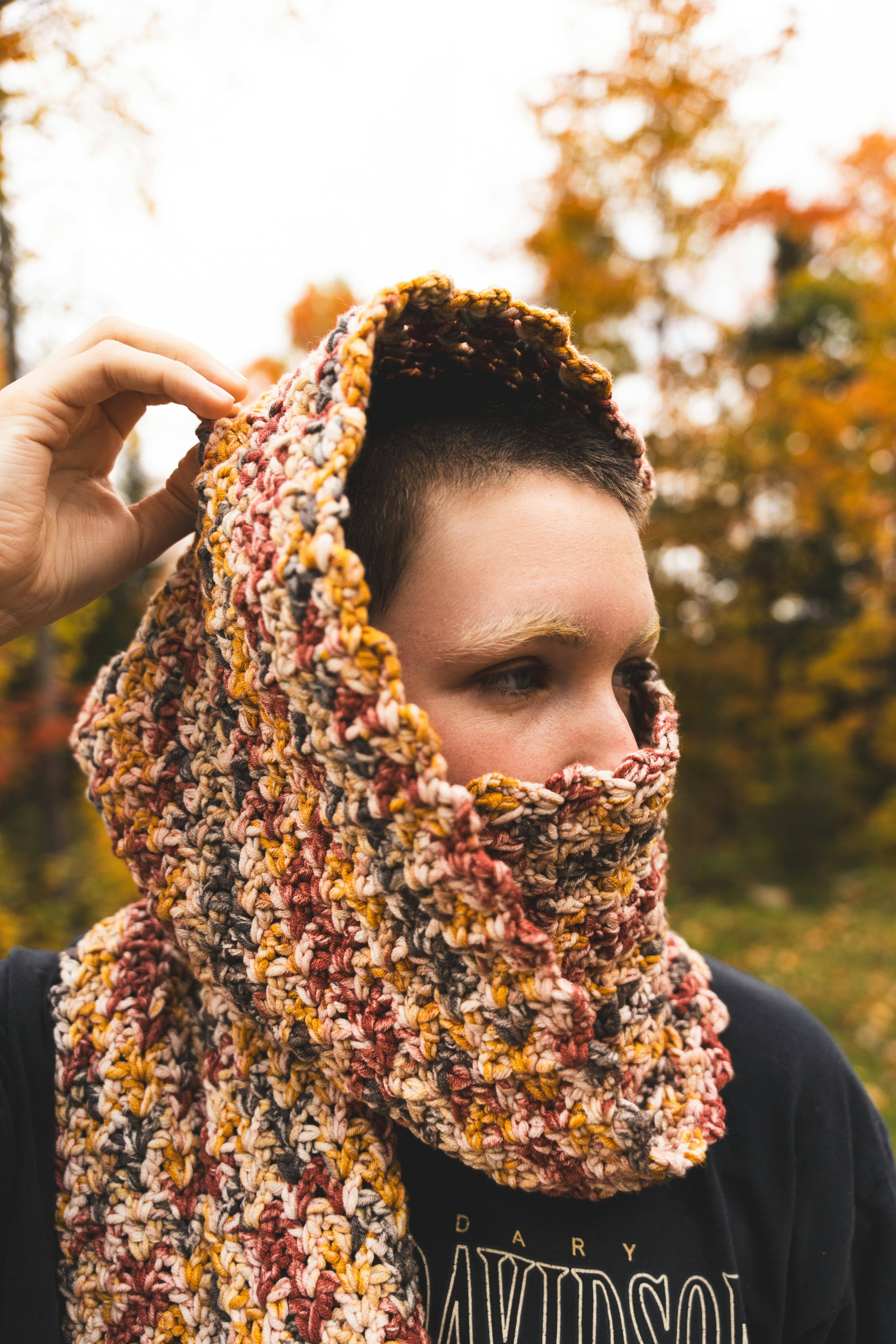 Cozy Autumn Portrait with Knit Scarf · Free Stock Photo