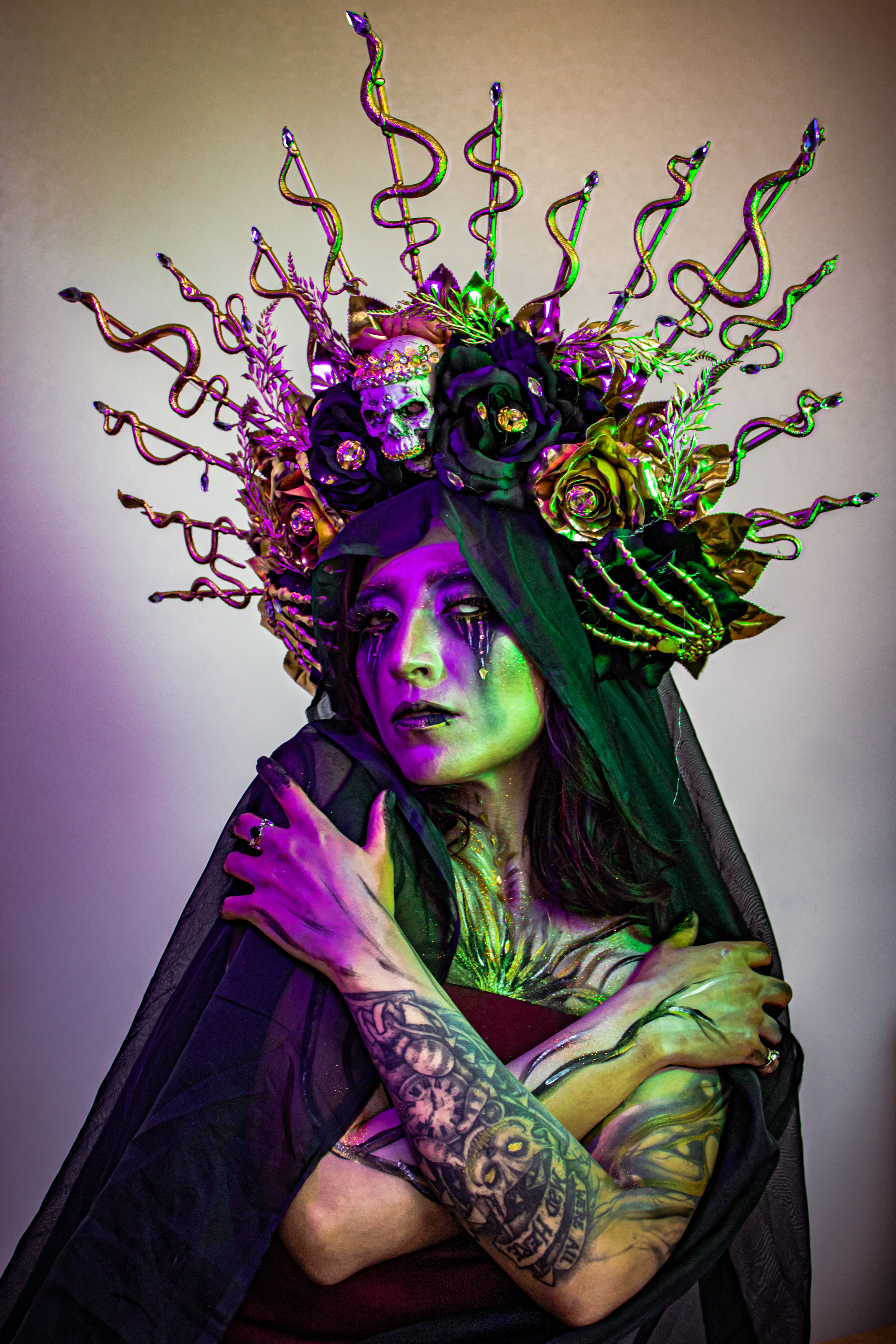 Horror Makeup Art with Intricate Headpiece · Free Stock Photo