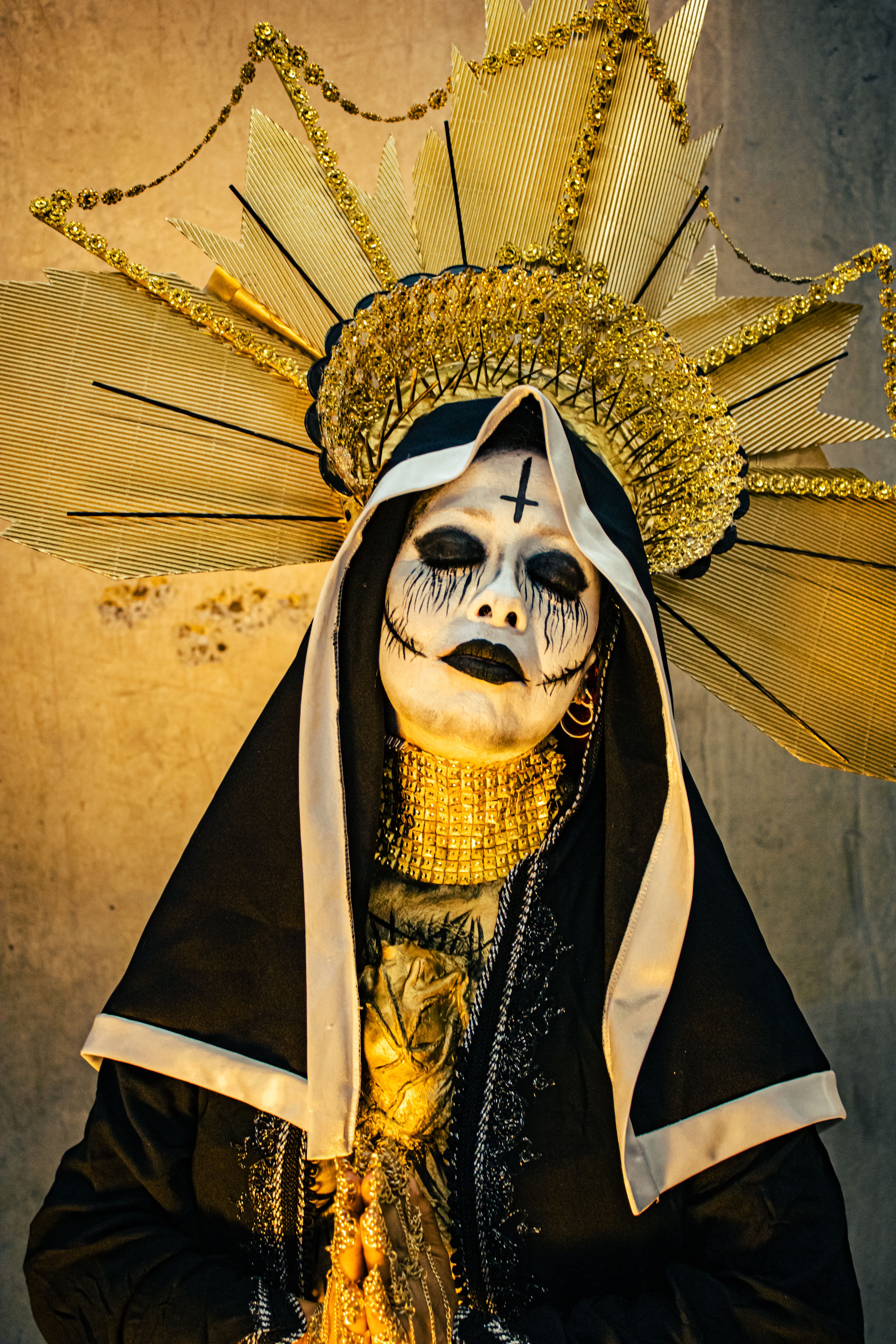 Eerie Nun Costume with Dramatic Makeup · Free Stock Photo